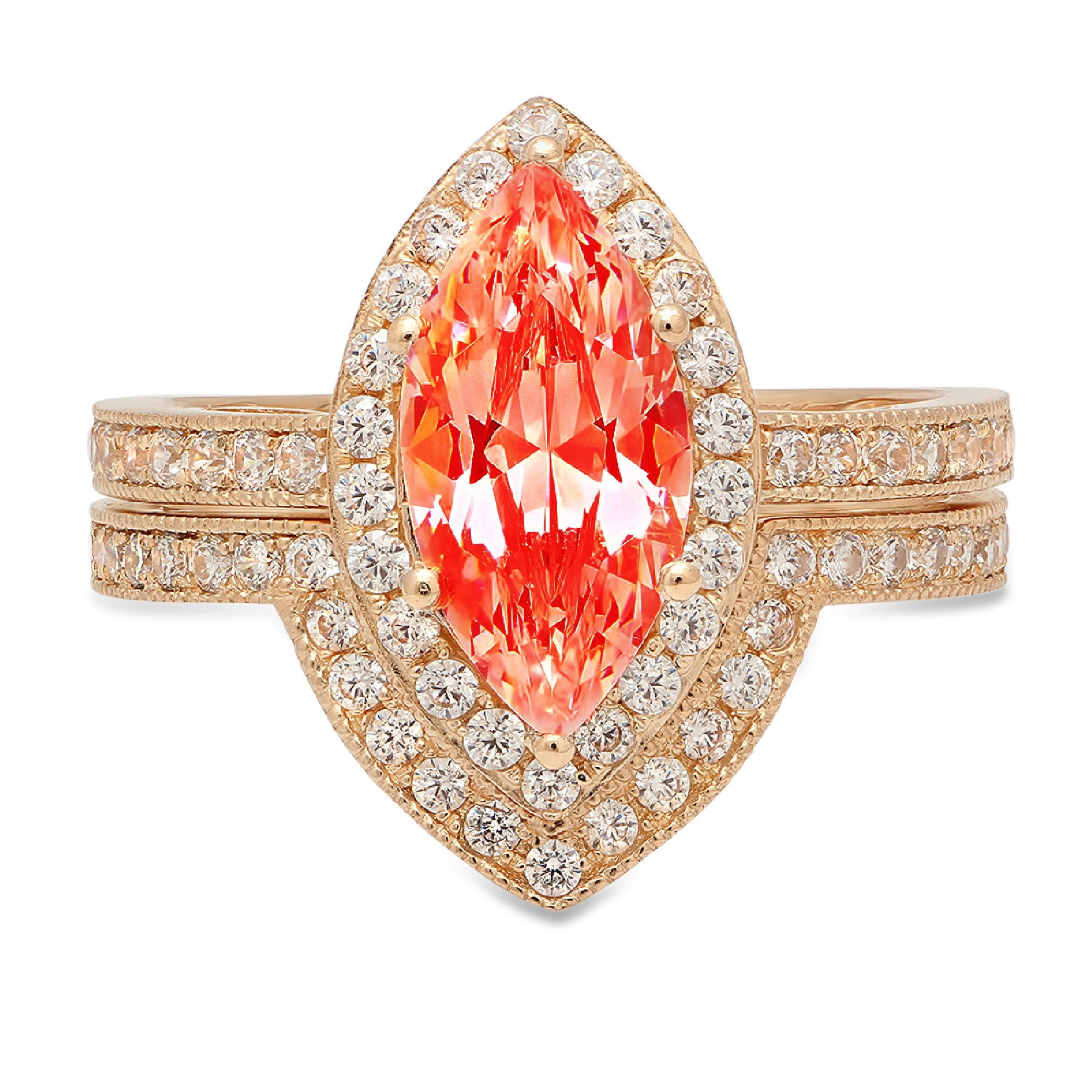 Clara Pucci 18K Yellow Gold 2.4875 Simulated Red Diamond Engraveable ...