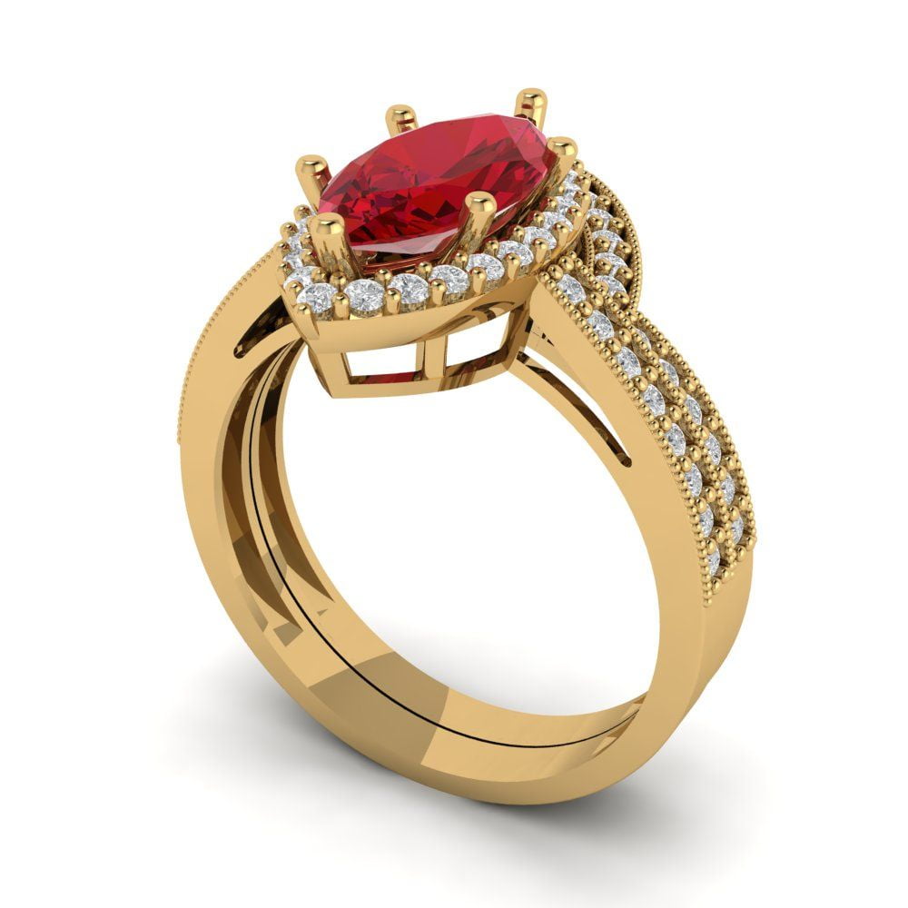 Clara Pucci 18K Yellow Gold 2.4875 Simulated Ruby Engraveable ...