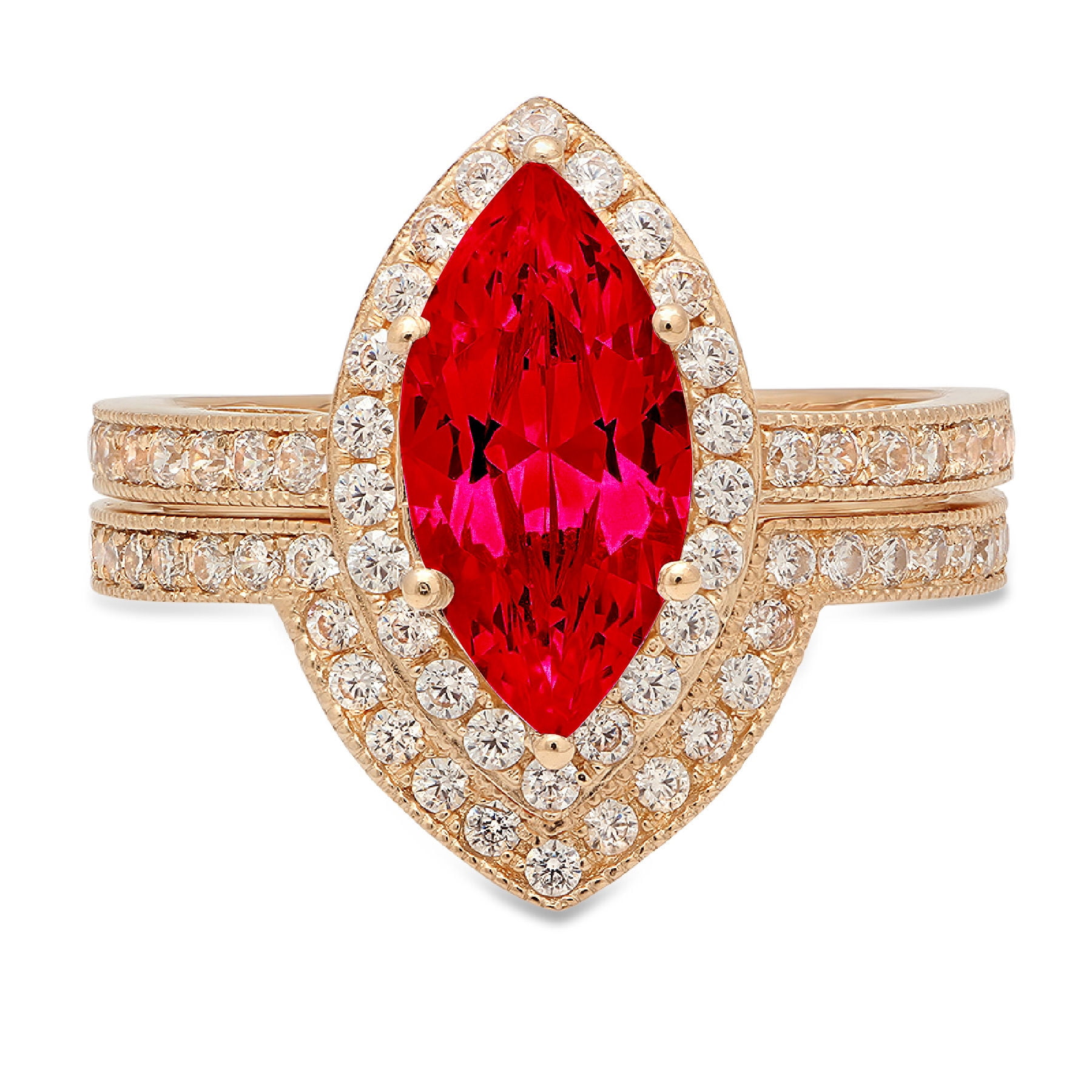 Clara Pucci 18K Yellow Gold 2.4875 Simulated Ruby Engraveable ...