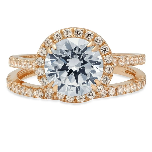 Clara Pucci 18K Yellow Gold 2.52 Simulated Blue Diamond Engraveable ...