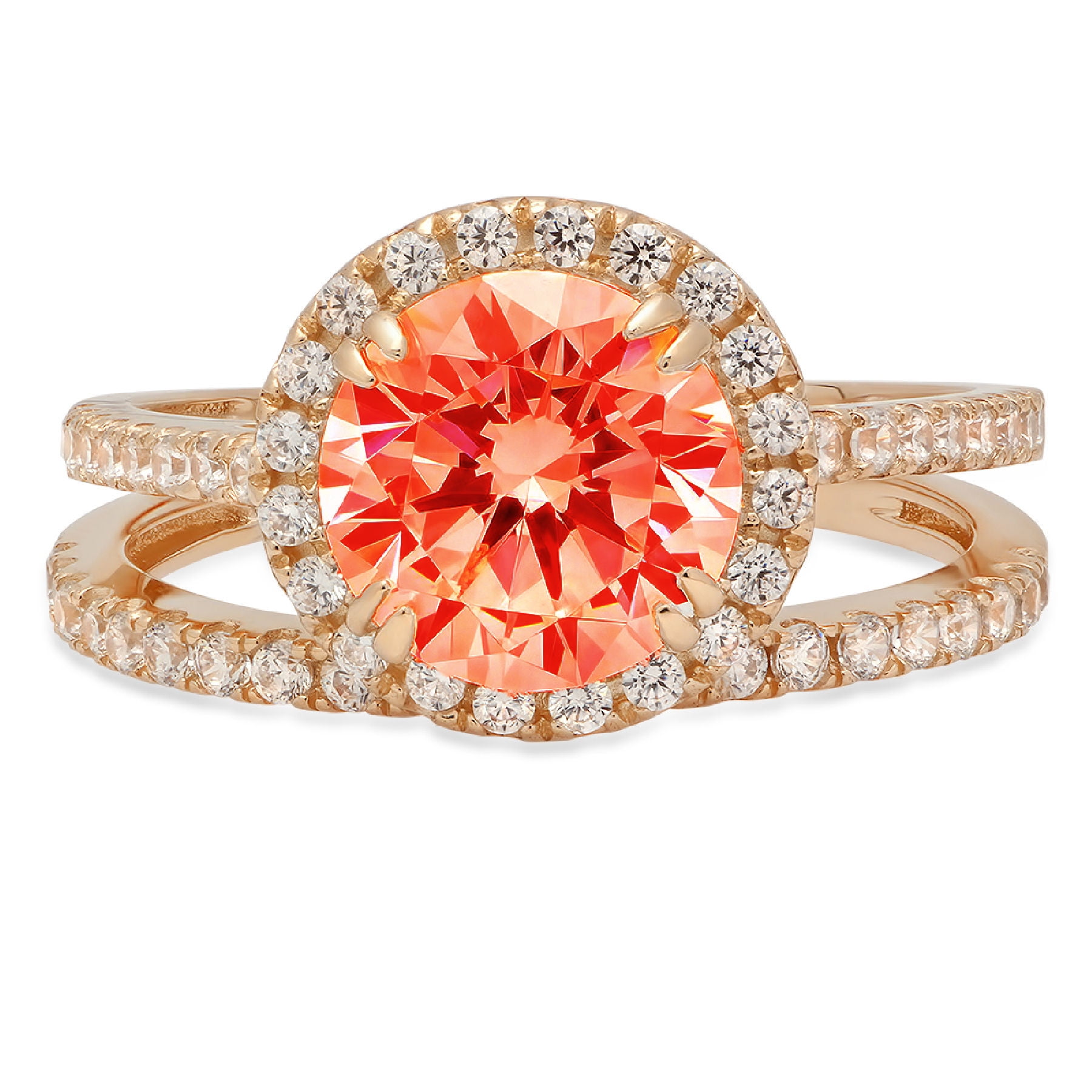 Clara Pucci 18K Yellow Gold 2.52 Simulated Red Diamond Engraveable ...