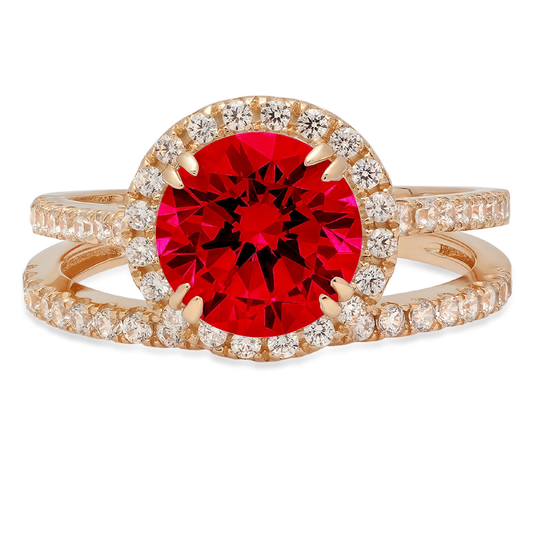 Clara Pucci 18k Yellow Gold 2 52 Simulated Ruby Engraveable Engagement