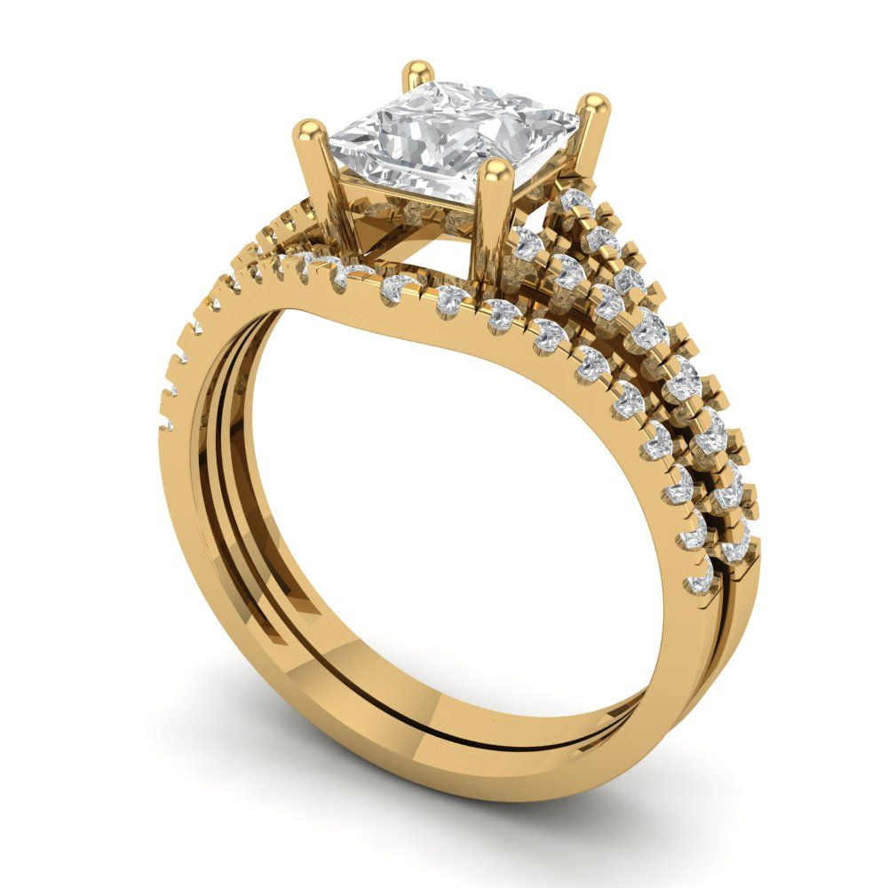 Clara Pucci 18K Yellow Gold 3.4 Simulated Clear Diamond Engraveable ...
