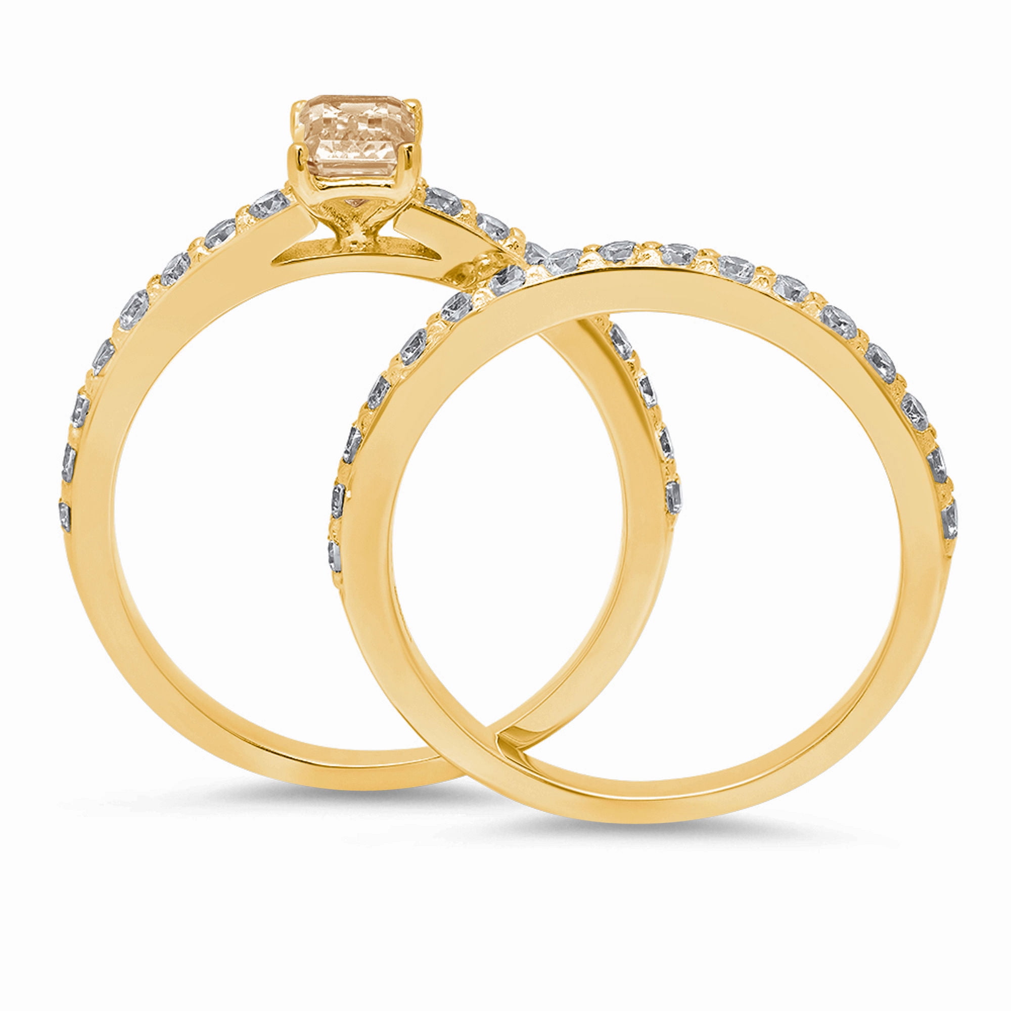 Clara Pucci 18K Yellow Gold Emerald Cut 0.5Ct Natural Morganite ...