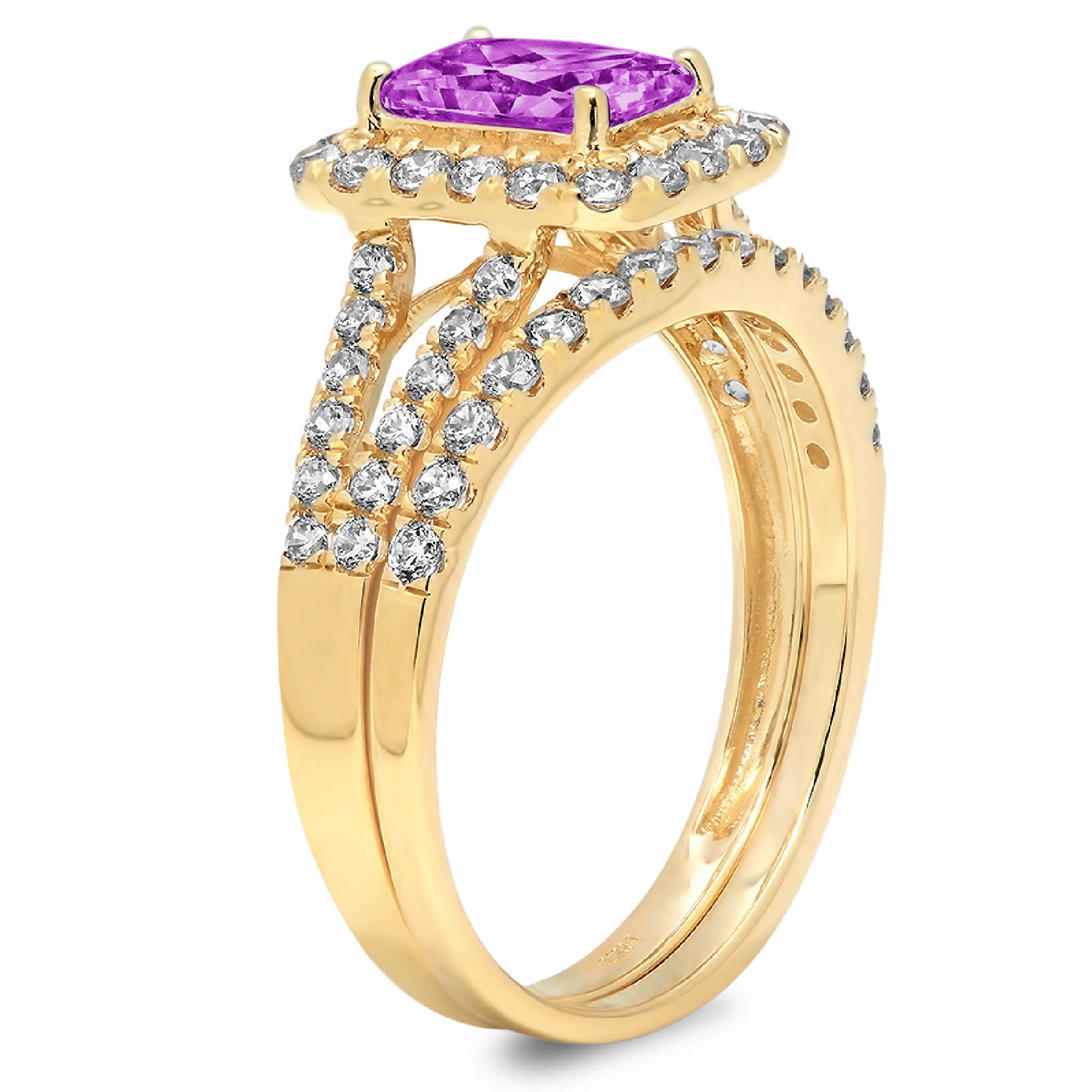 Clara Pucci 18K Yellow Gold Emerald Cut 1Ct Simulated Alexandrite ...