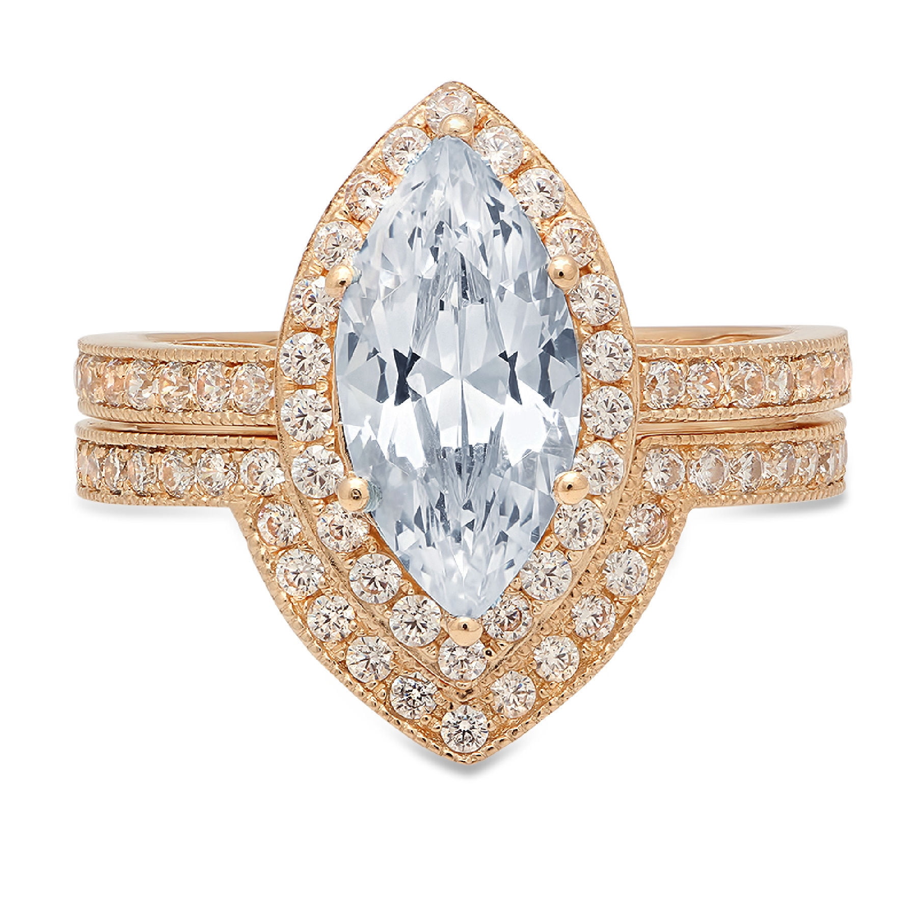 Clara Pucci 18k Yellow Gold Marquise Cut 2ct Simulated Blue Diamond