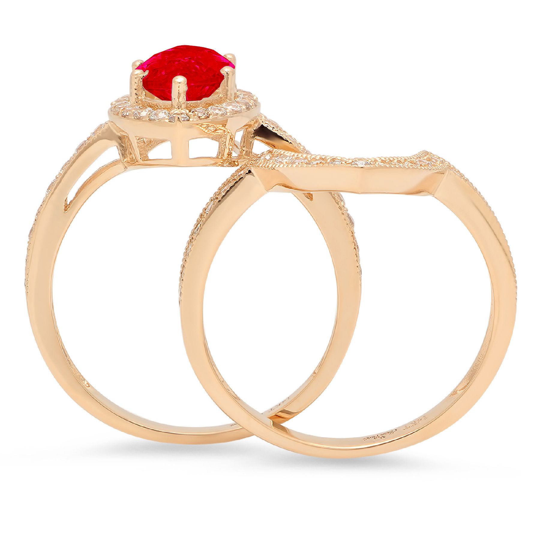 Clara Pucci 18K Yellow Gold Marquise Cut 2Ct Simulated Ruby Engagement ...