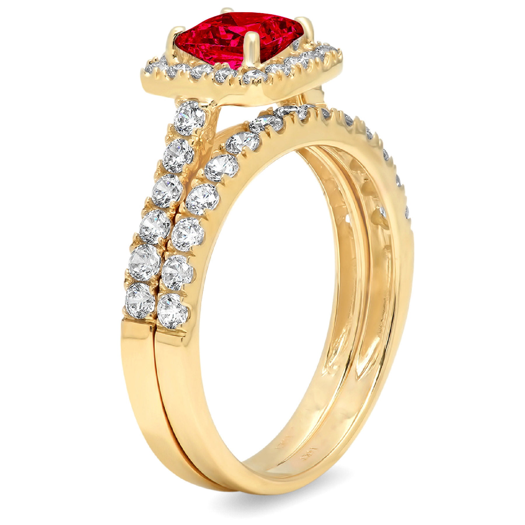 Clara Pucci 18K Yellow Gold Princess Cut 0.75Ct Simulated Ruby ...