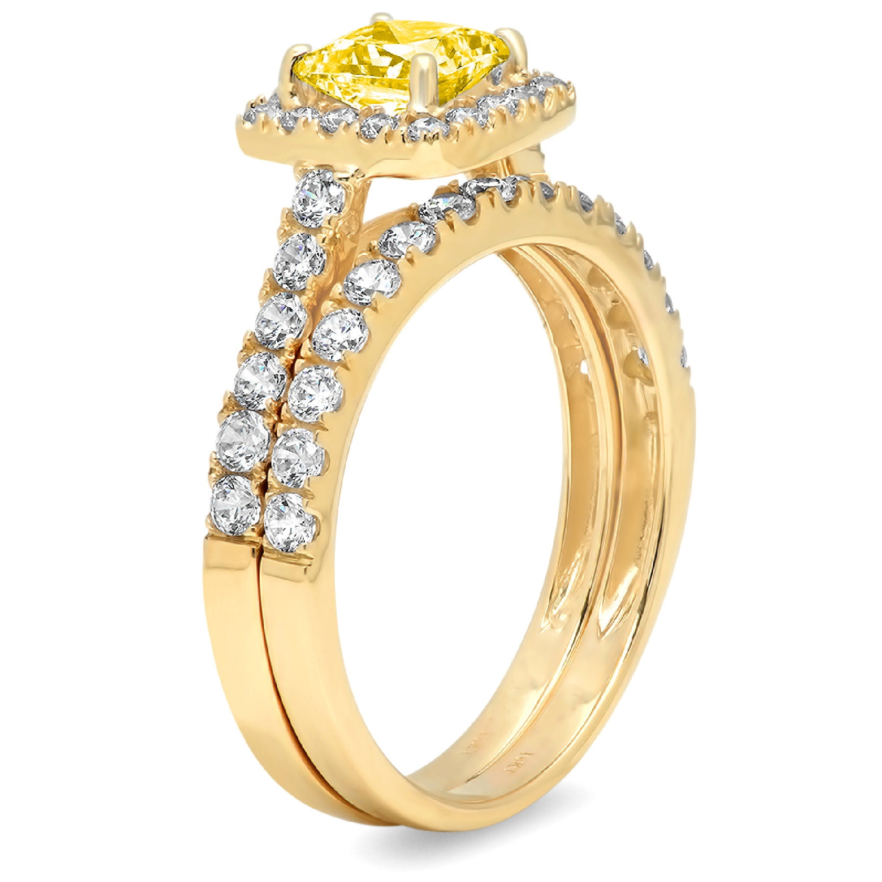 Clara Pucci 18K Yellow Gold Princess Cut 0.75Ct Simulated Yellow ...