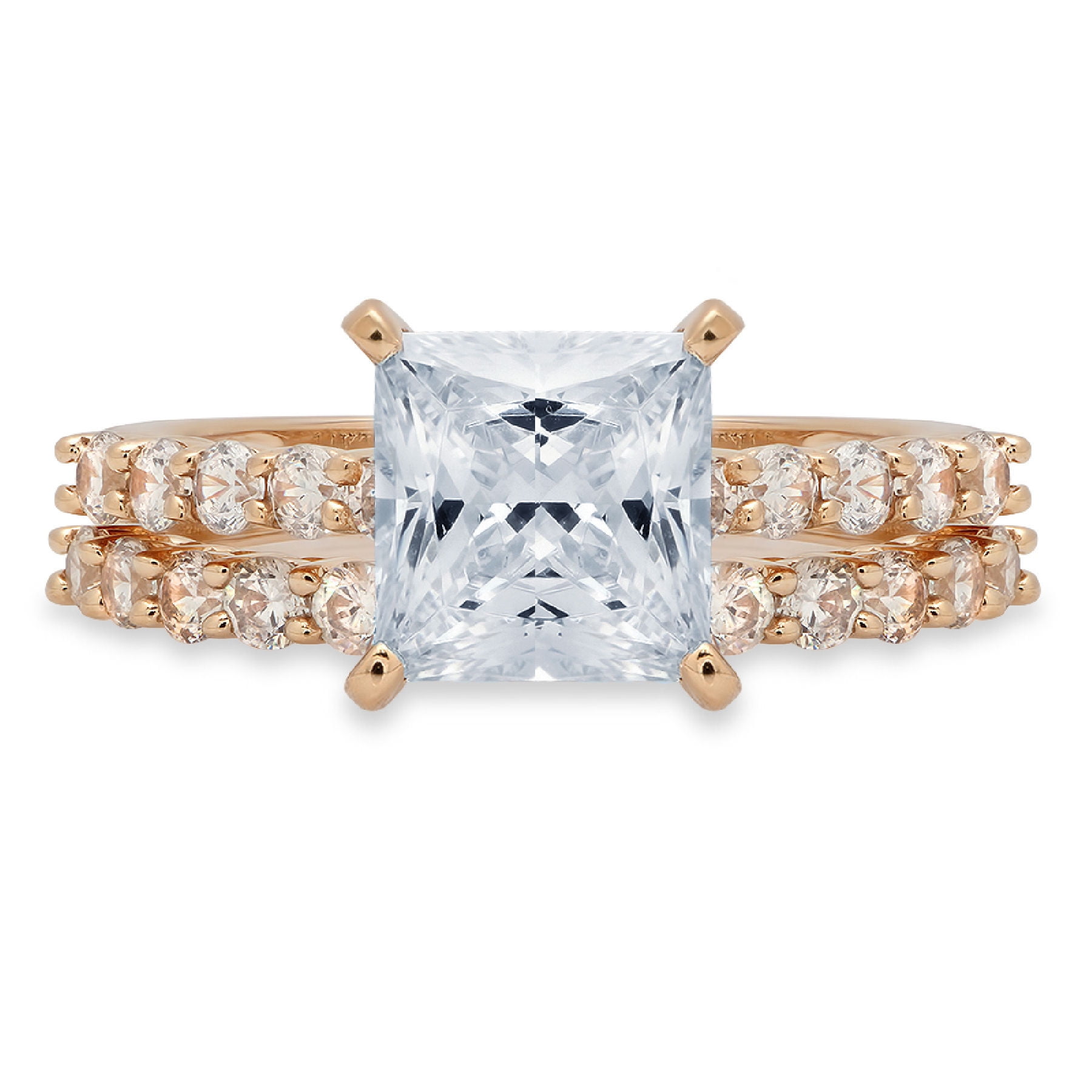 Clara Pucci 18K Yellow Gold Princess Cut 2Ct Natural Sky Blue Topaz ...
