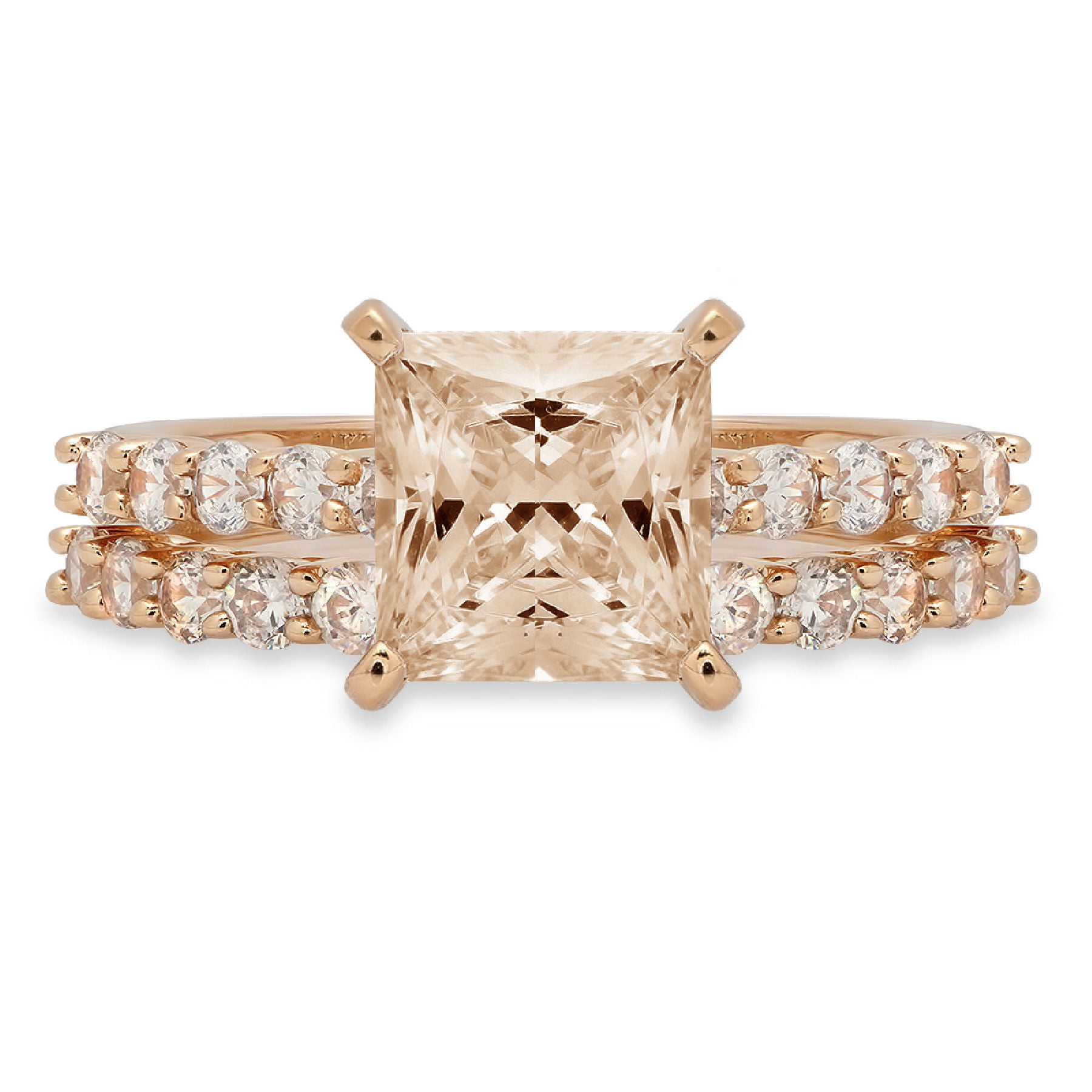 Clara Pucci 18K Yellow Gold Princess Cut 2Ct Simulated Champagne ...