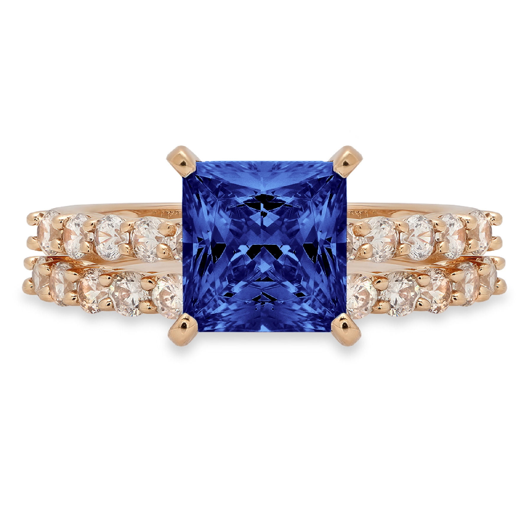 Clara Pucci 18K Yellow Gold Princess Cut 2Ct Simulated Tanzanite ...