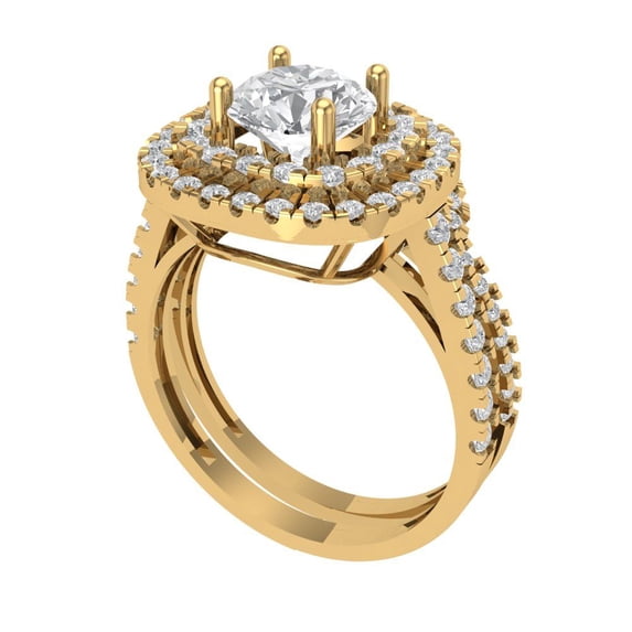 Clara Pucci 18K Yellow Gold Round Cut 1Ct Simulated Clear Diamond ...