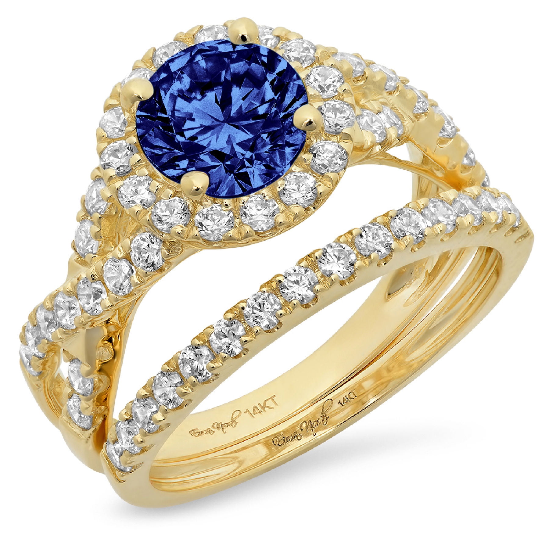 Clara Pucci 18K Yellow Gold Round Cut 1Ct Simulated Tanzanite ...