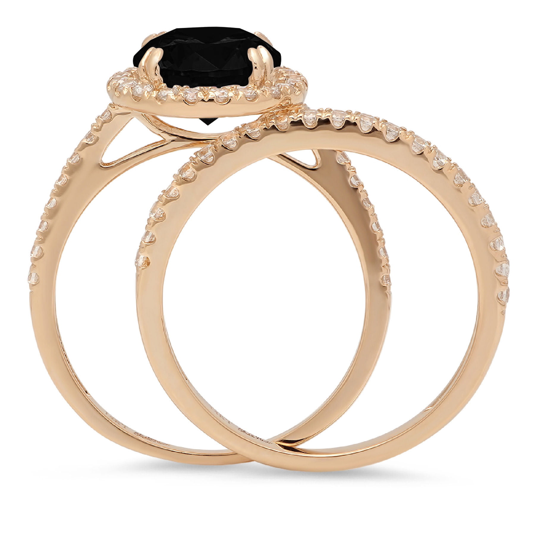 Clara Pucci 18K Yellow Gold Round Cut 2Ct Natural Onyx Engagement Ring ...