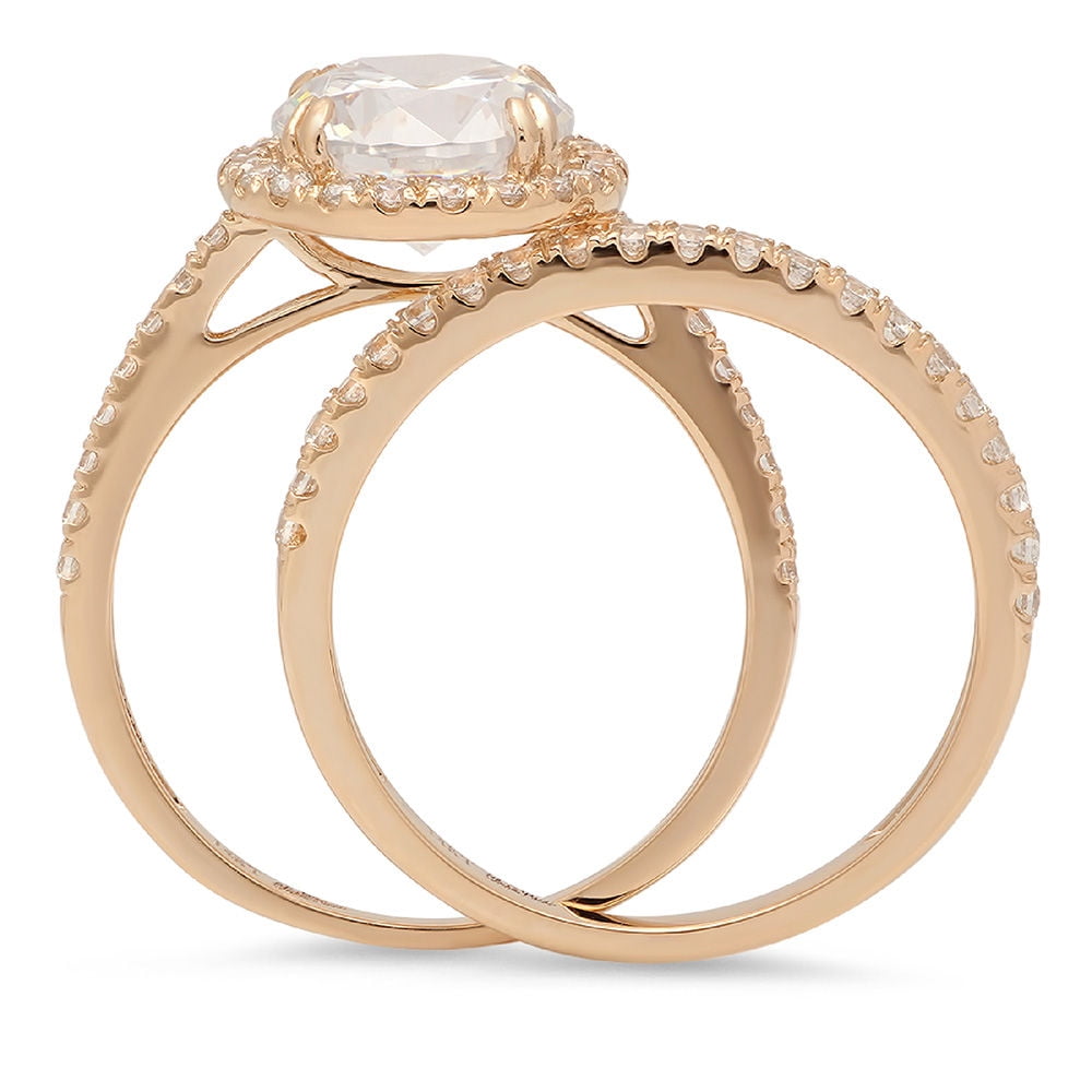 Clara Pucci 18K Yellow Gold Round Cut 2Ct Synthetic White Sapphire ...