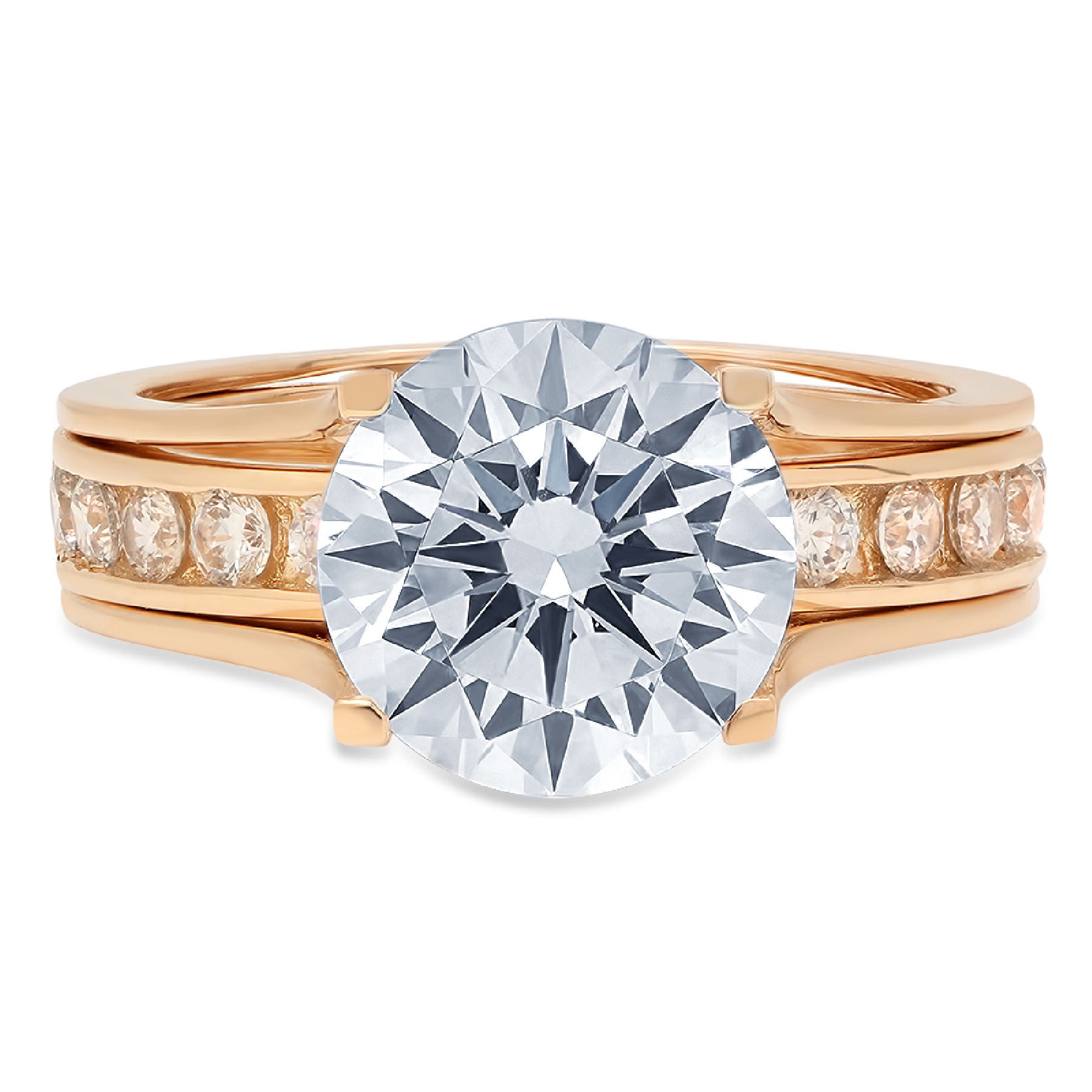 Clara Pucci 18K Yellow Gold Round Cut 3Ct Natural Sky Blue Topaz ...