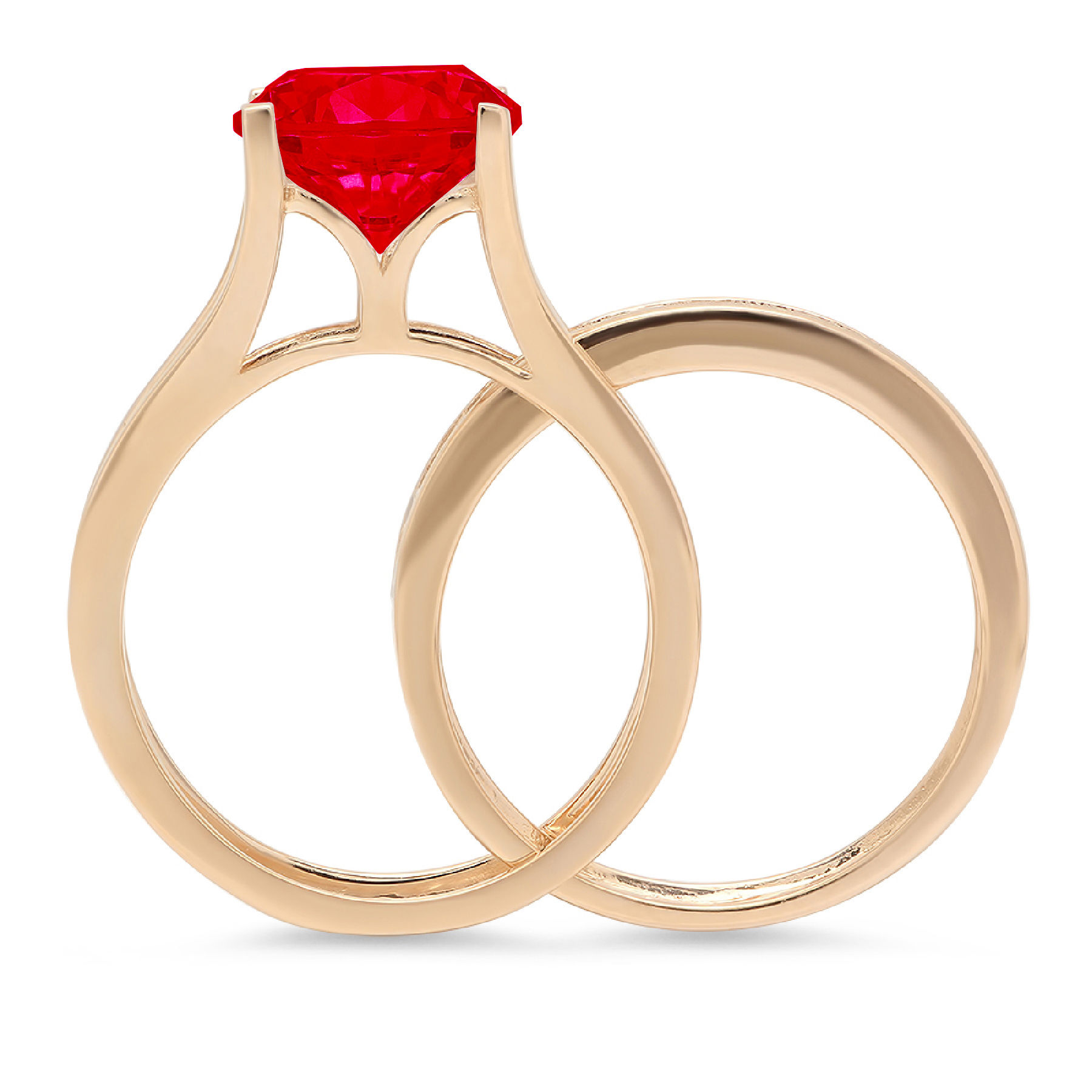 Clara Pucci 18K Yellow Gold Round Cut 3Ct Simulated Ruby Engagement ...