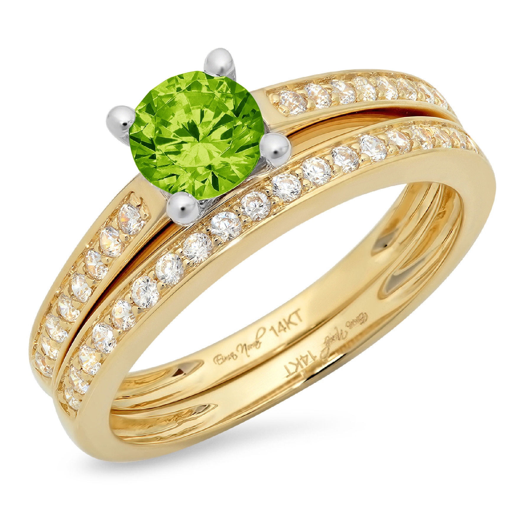 Clara Pucci 18K Yellow/White Gold 0.86 Natural Peridot Engraveable ...