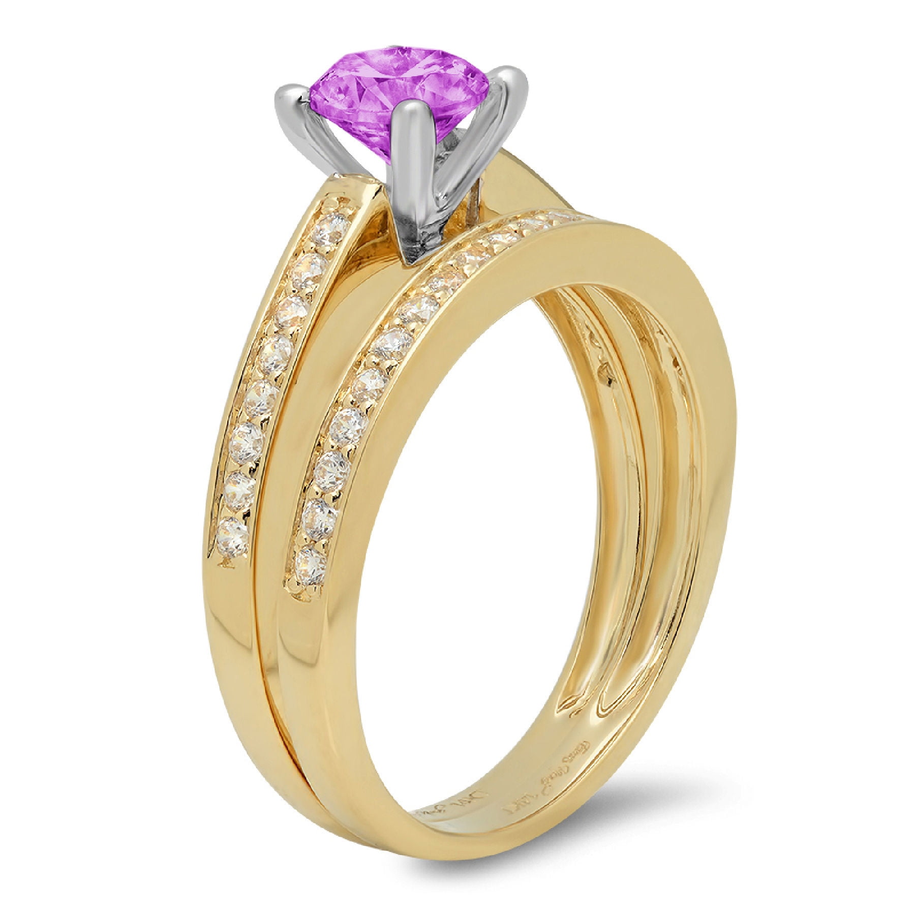Clara Pucci 18K Yellow/White Gold 0.86 Simulated Alexandrite ...