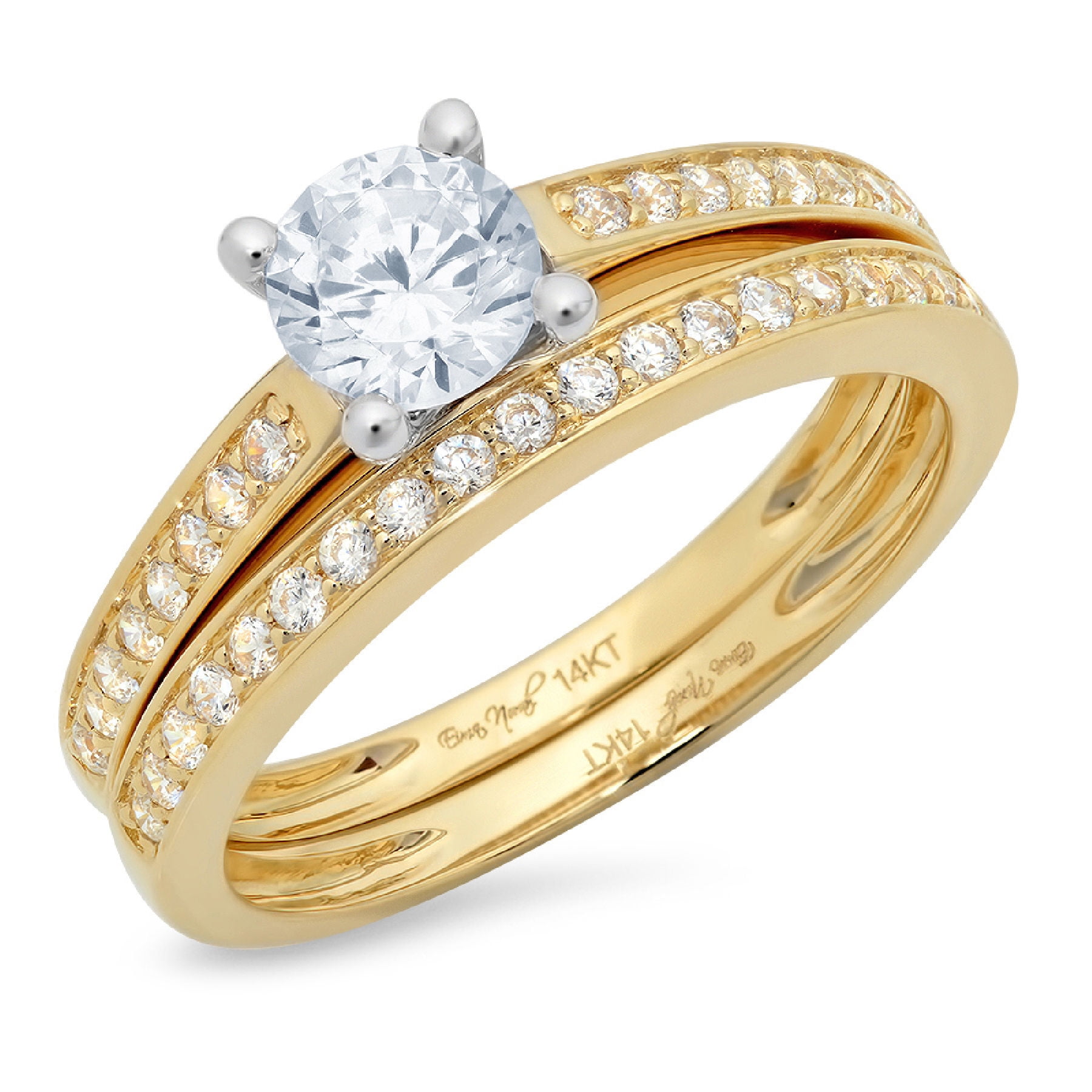 Clara Pucci 18K Yellow/White Gold 0.86 Simulated Blue Diamond ...