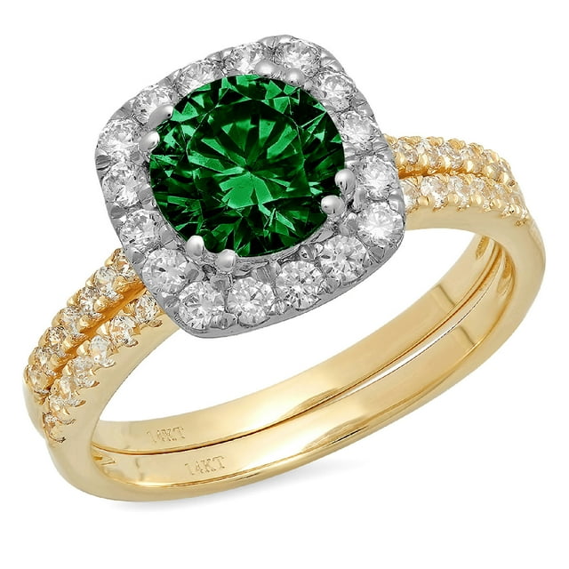 Clara Pucci 18K Yellow/White Gold 1.495 Simulated Emerald Engraveable ...