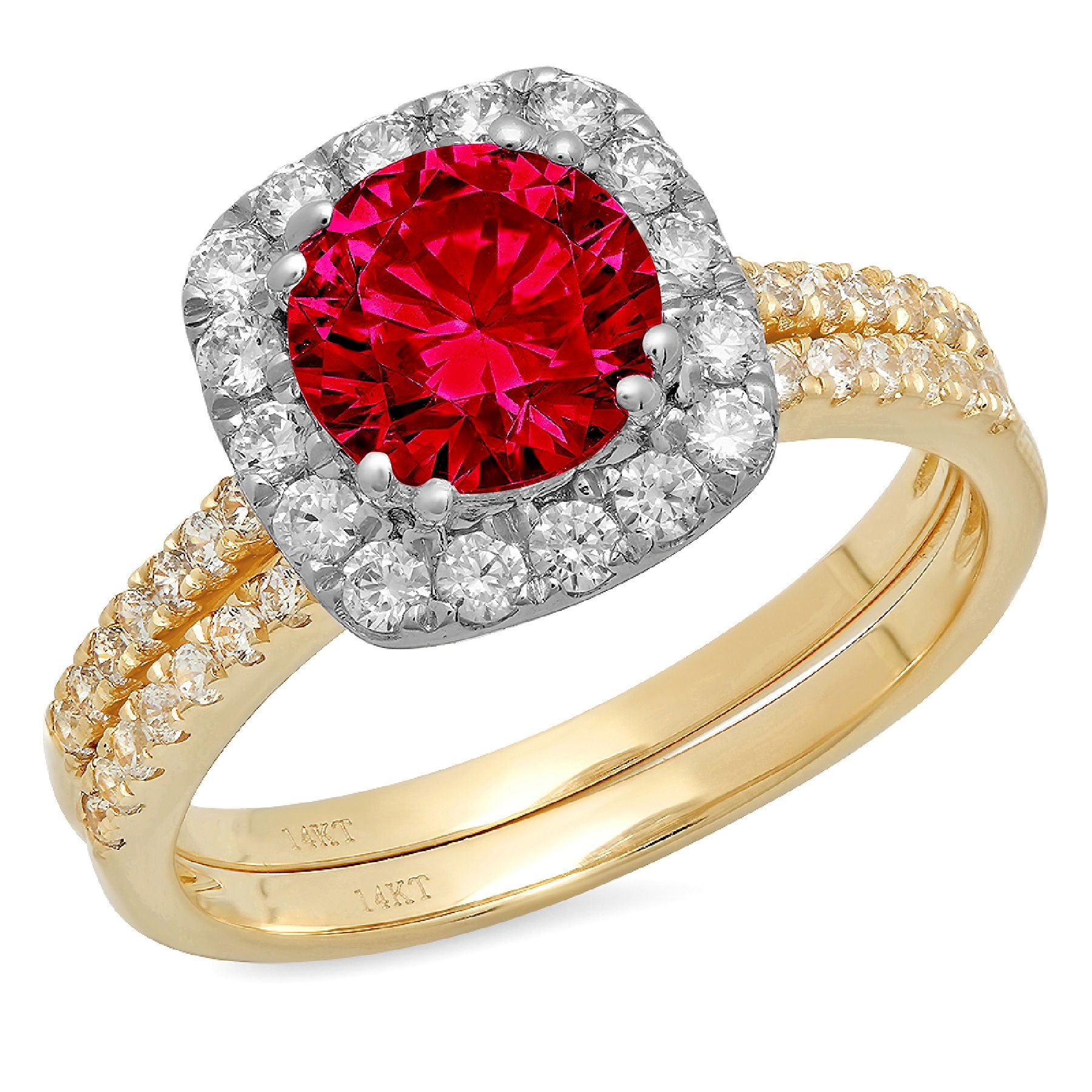 Clara Pucci 18k Yellow White Gold 1 495 Simulated Ruby Engraveable