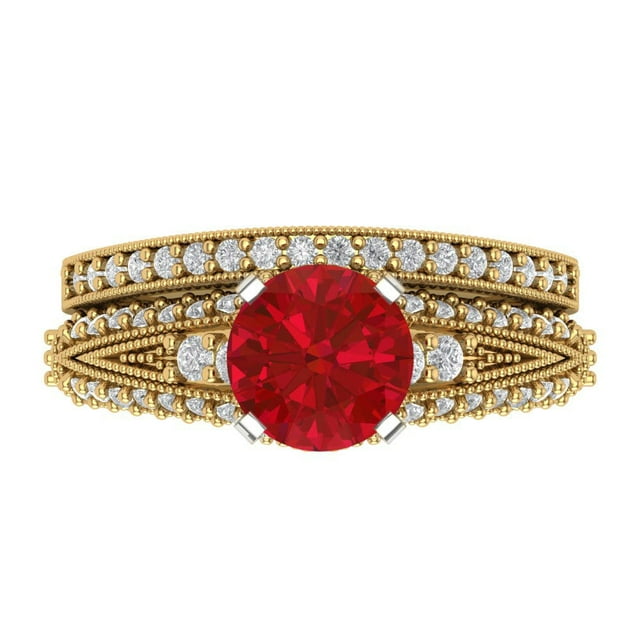 Clara Pucci 18K Yellow/White Gold Round Cut 1.5Ct Simulated Tourmaline ...