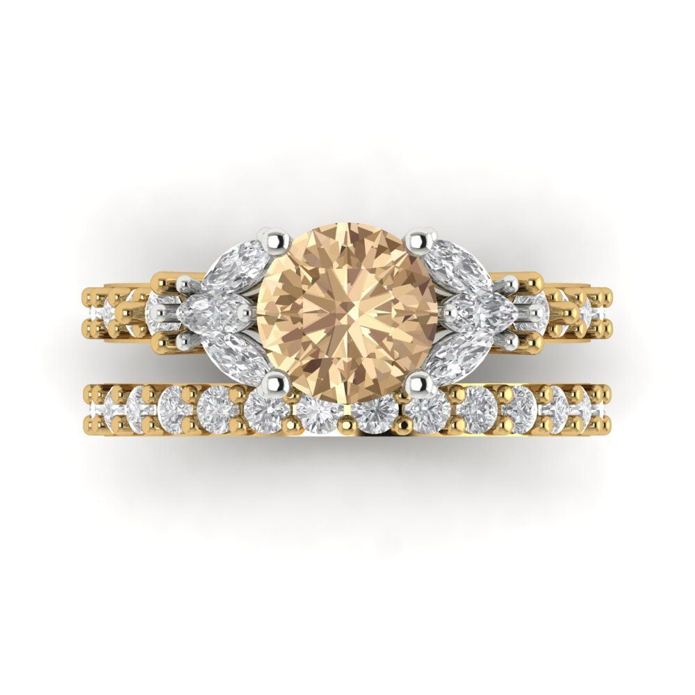 Clara Pucci 18K Yellow/White Gold Round Cut 1.5Ct Synthetic Yellow ...
