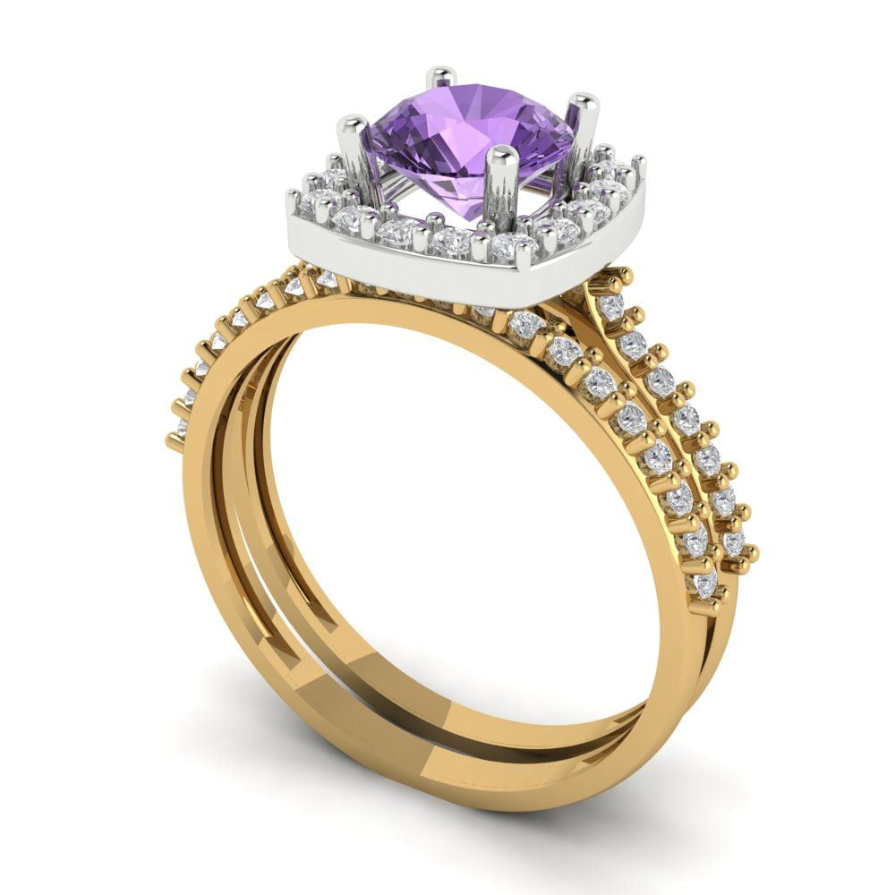 Clara Pucci 18K Yellow/White Gold Round Cut 1Ct Simulated Alexandrite ...