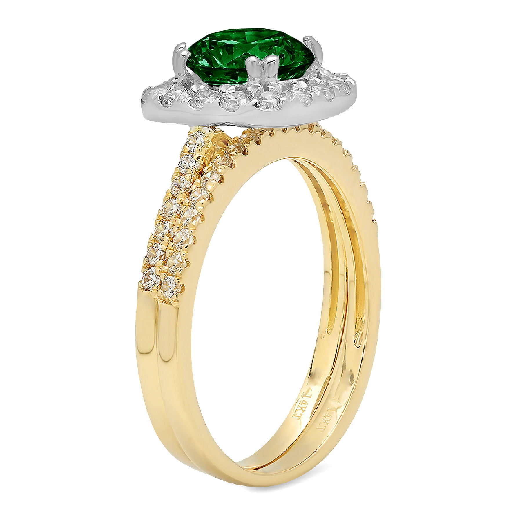 Clara Pucci 18K Yellow/White Gold Round Cut 1Ct Simulated Emerald ...