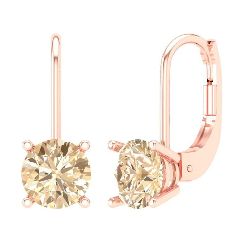 Clara Pucci 1Ct Natural Morganite Round Cut VVS1 Lever Back Drop Dangle ...