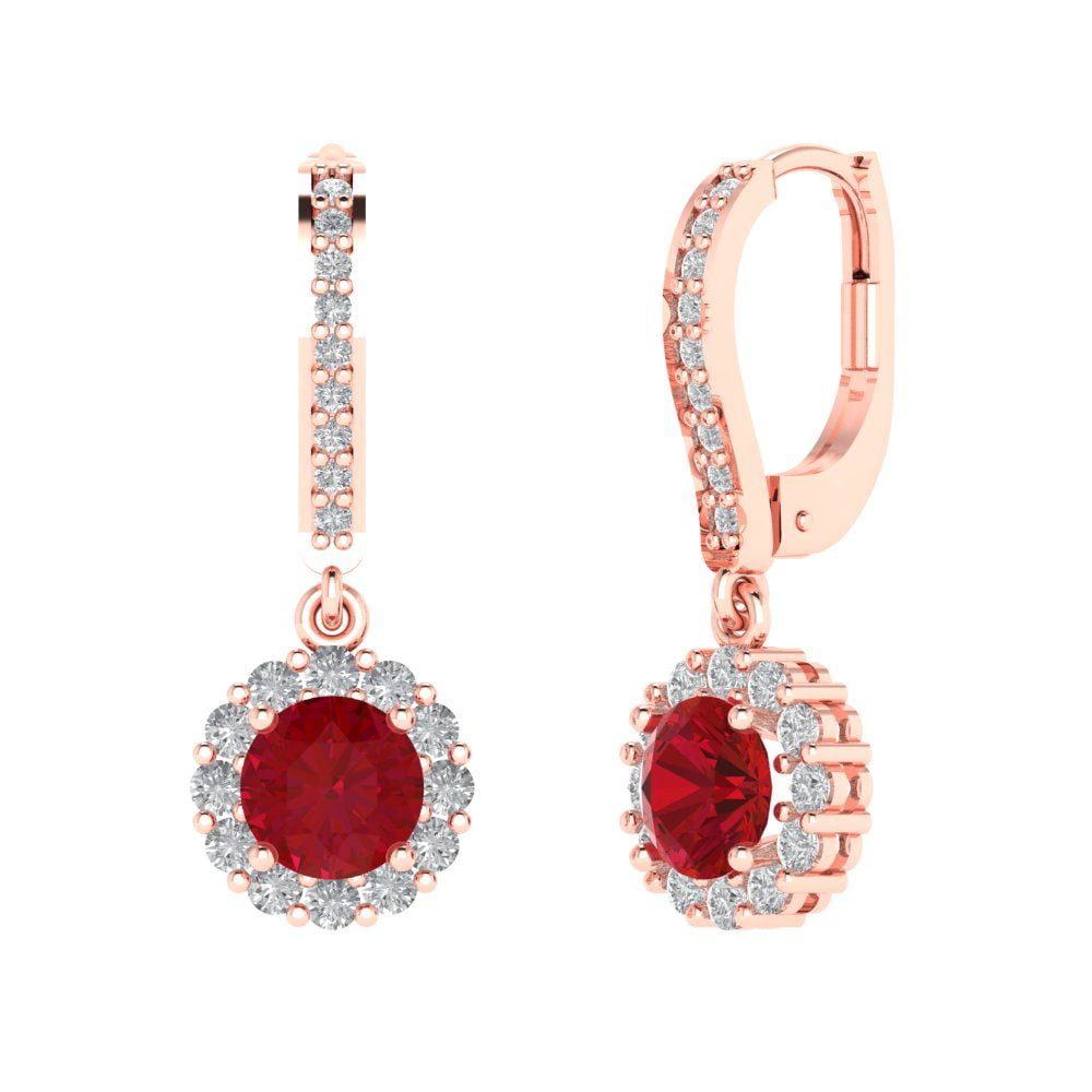 Clara Pucci 2.235Ct Ruby Round Cut VVS1 Lever Back Drop Dangle 18k ...