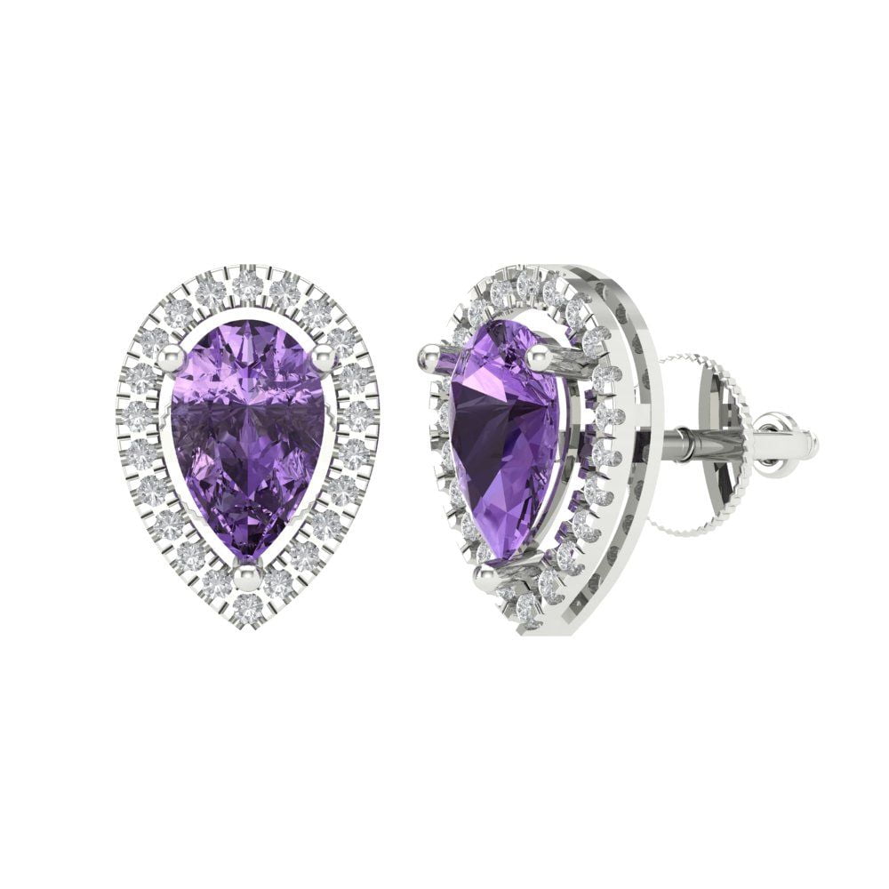 Clara Pucci 2.72Ct Alexandrite Pear Cut VVS1 Screw Back Stud 18k Solid ...