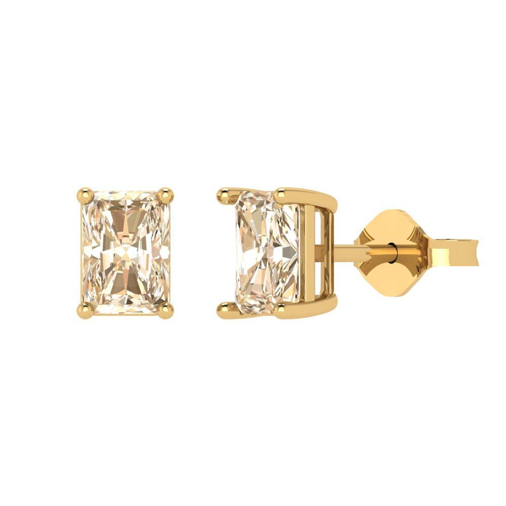 Clara Pucci 2Ct Natural Morganite Emerald Cut VVS1 Push Back Stud 18k ...
