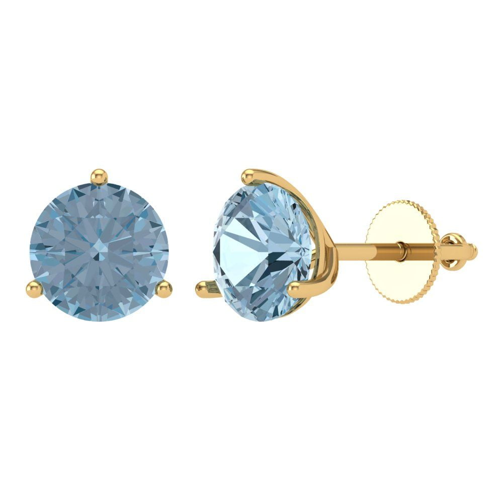 Clara Pucci 4Ct Natural Sky Blue Topaz Round Cut VVS1 Screw Back Stud ...