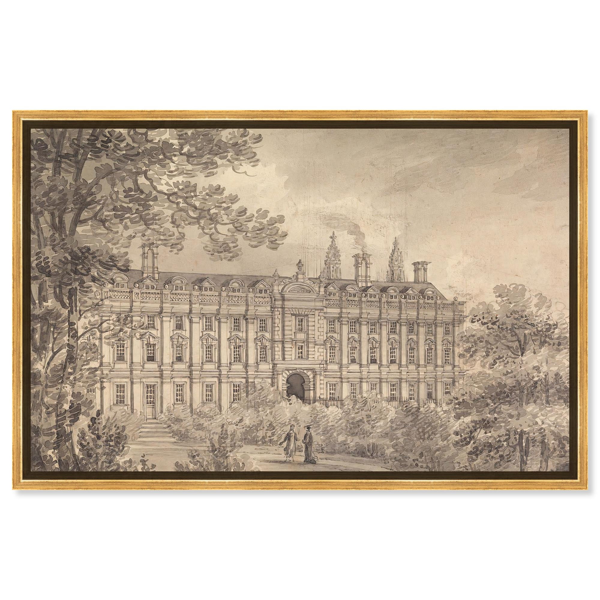 Clare College Cambridge Canvas Vintage Illustrations by Art Remedy ...