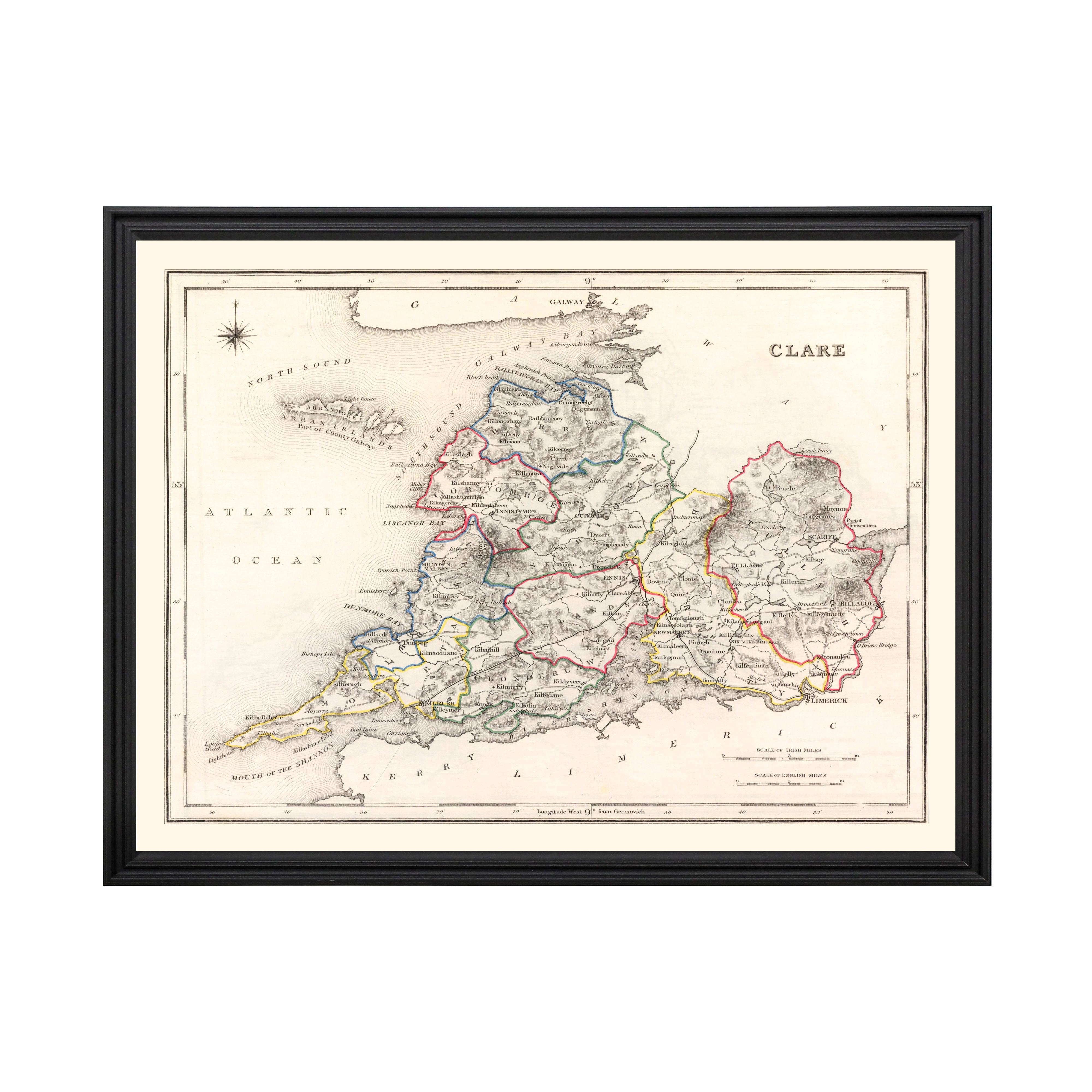 Clare County Ireland Ireland Art, 1846 Vintage Map of Clare County ...