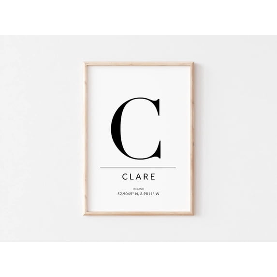 Clare Ireland GPS Coordinates Irish Wall Decor Poster, Unframed Poster ...