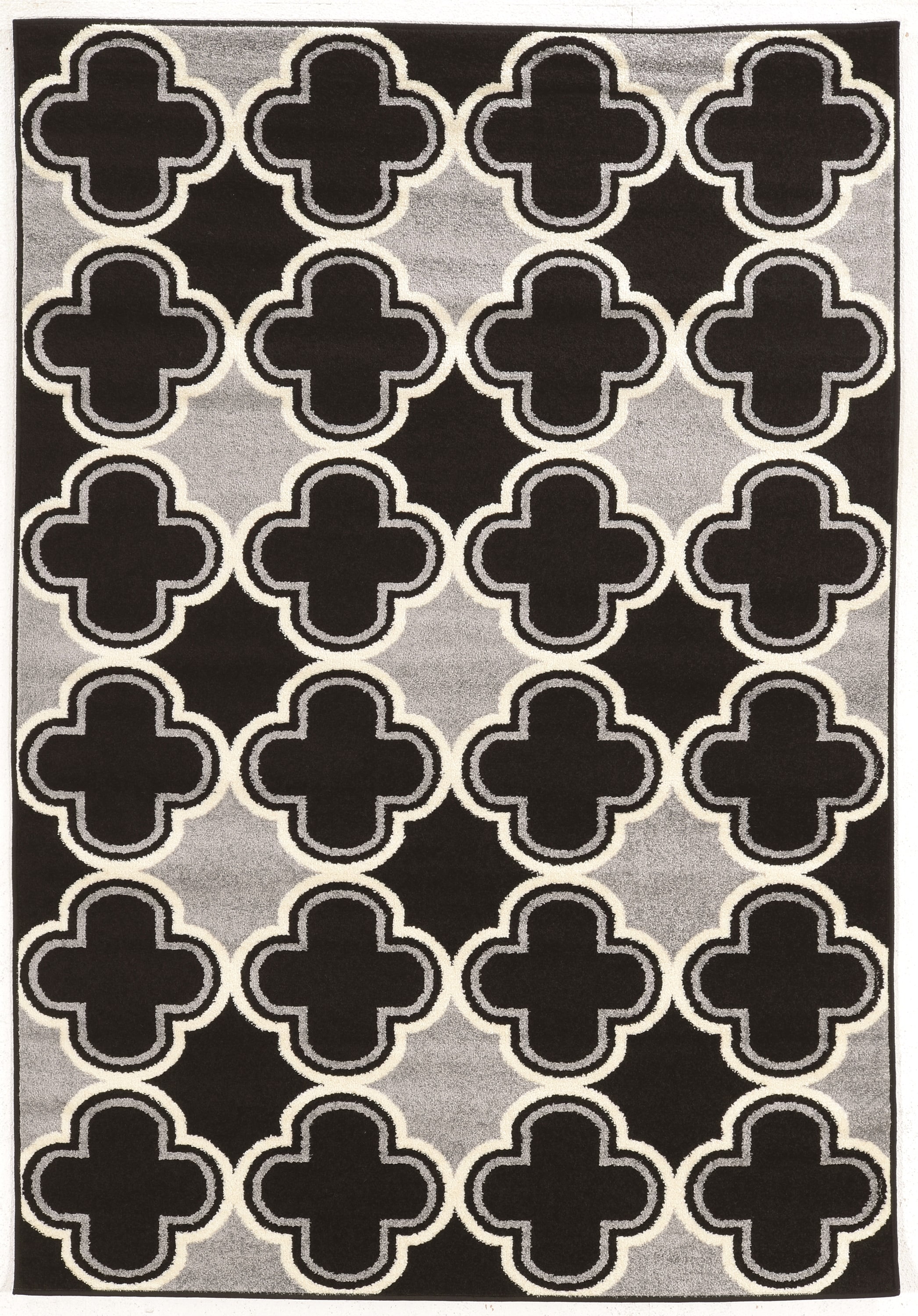 Claremont Quatrefoil Black/Grey Rug, Multiple Sizes - Walmart.com