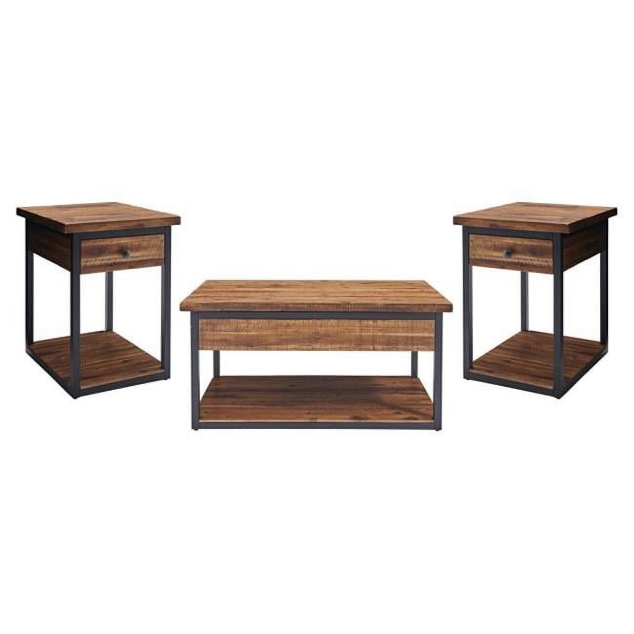 Claremont Rustic Wood Set with Coffee & Two End Tables - Walmart.com