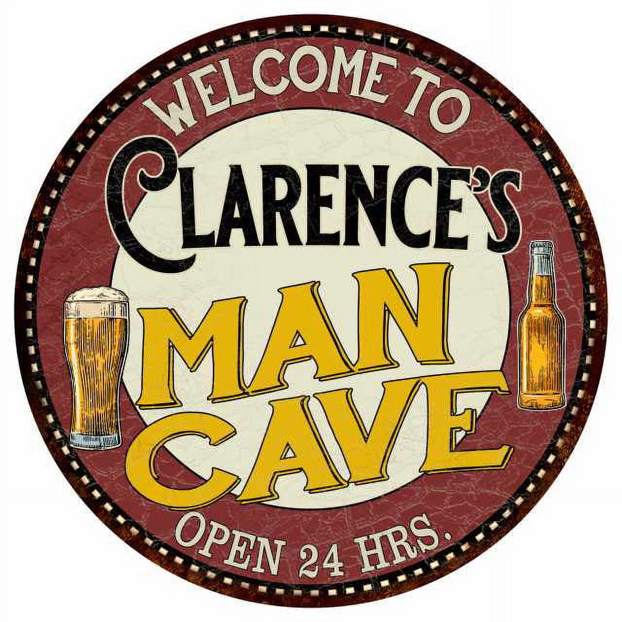 Clarence's Man Cave 14" Round Metal Sign Kitchen Bar Wall Decor ...