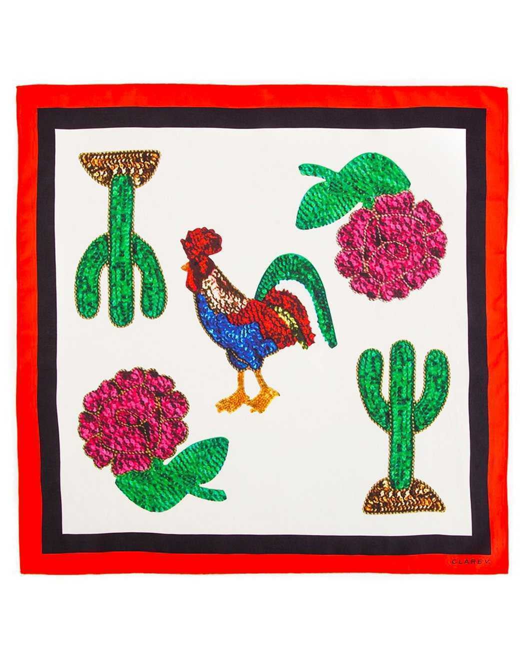 Clarev V. Women’s Rooster Print Silk Scarves, White - Walmart.com