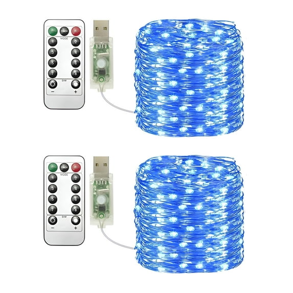 Clarhill USB Fairy Lights 2Pack,65.6ft/20M Blue 200LED USB Cooper Wire ...