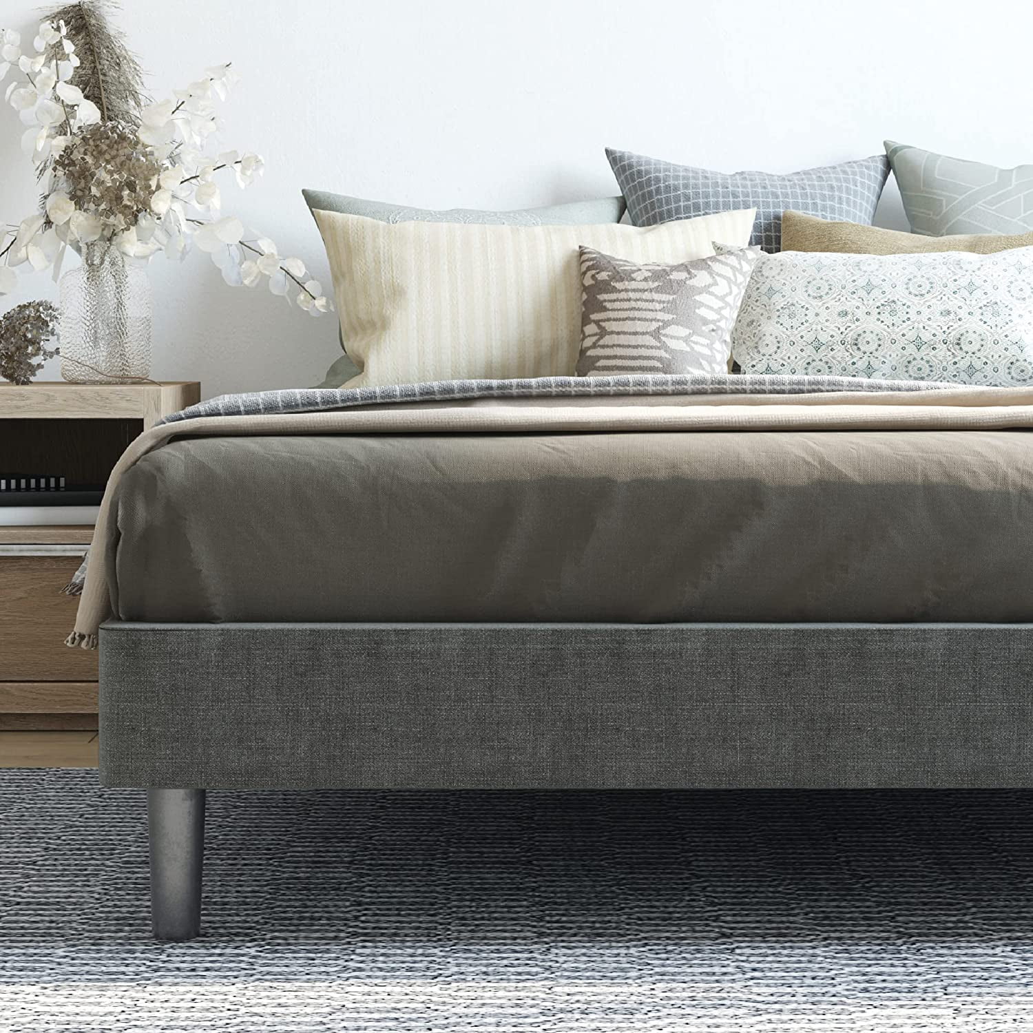 Claridge Upholstered Mattress Foundation | Platform Bed | Metal Frame ...