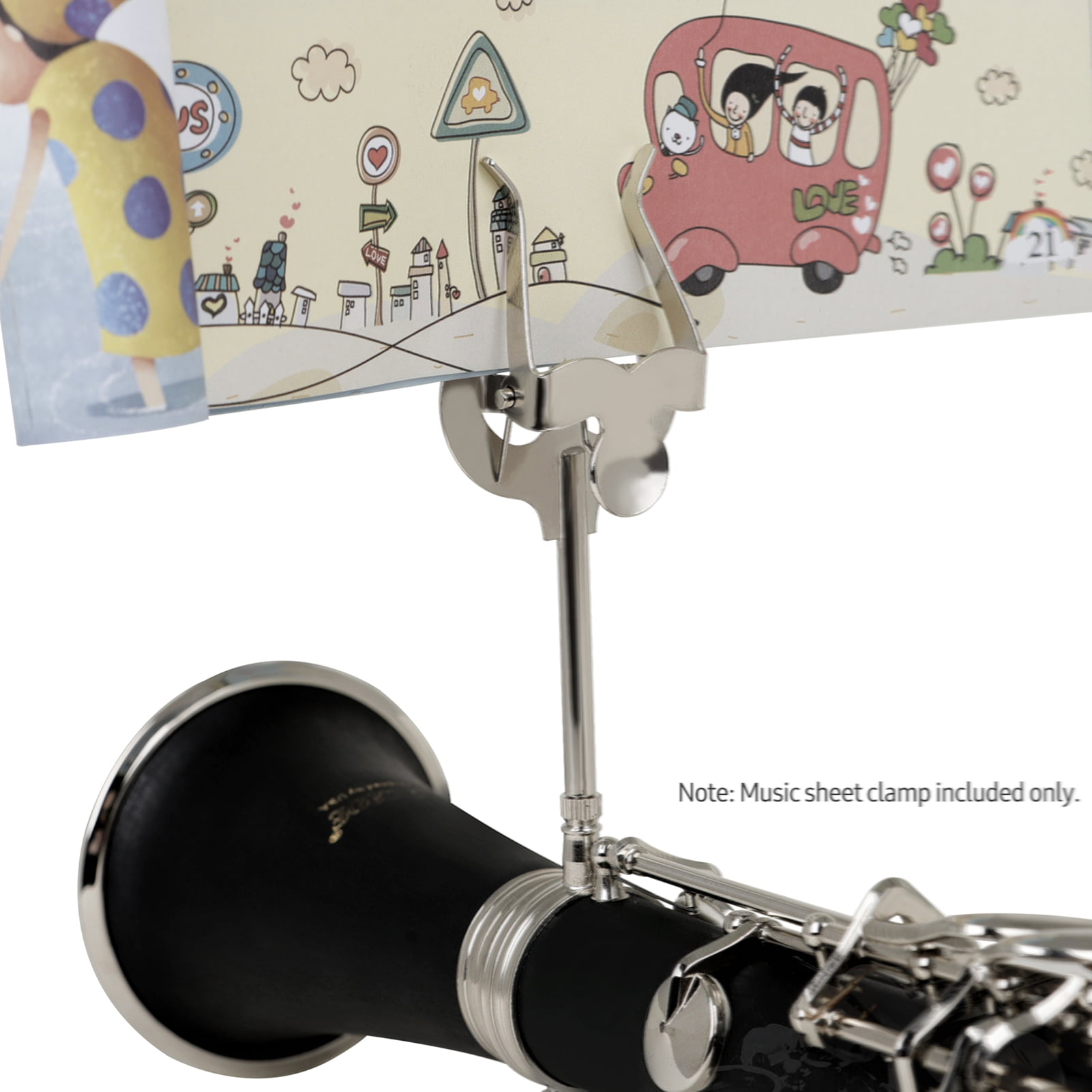 Clarinet Marching Lyre Portable Music Stand Sheet Clip Iron Clamp on ...