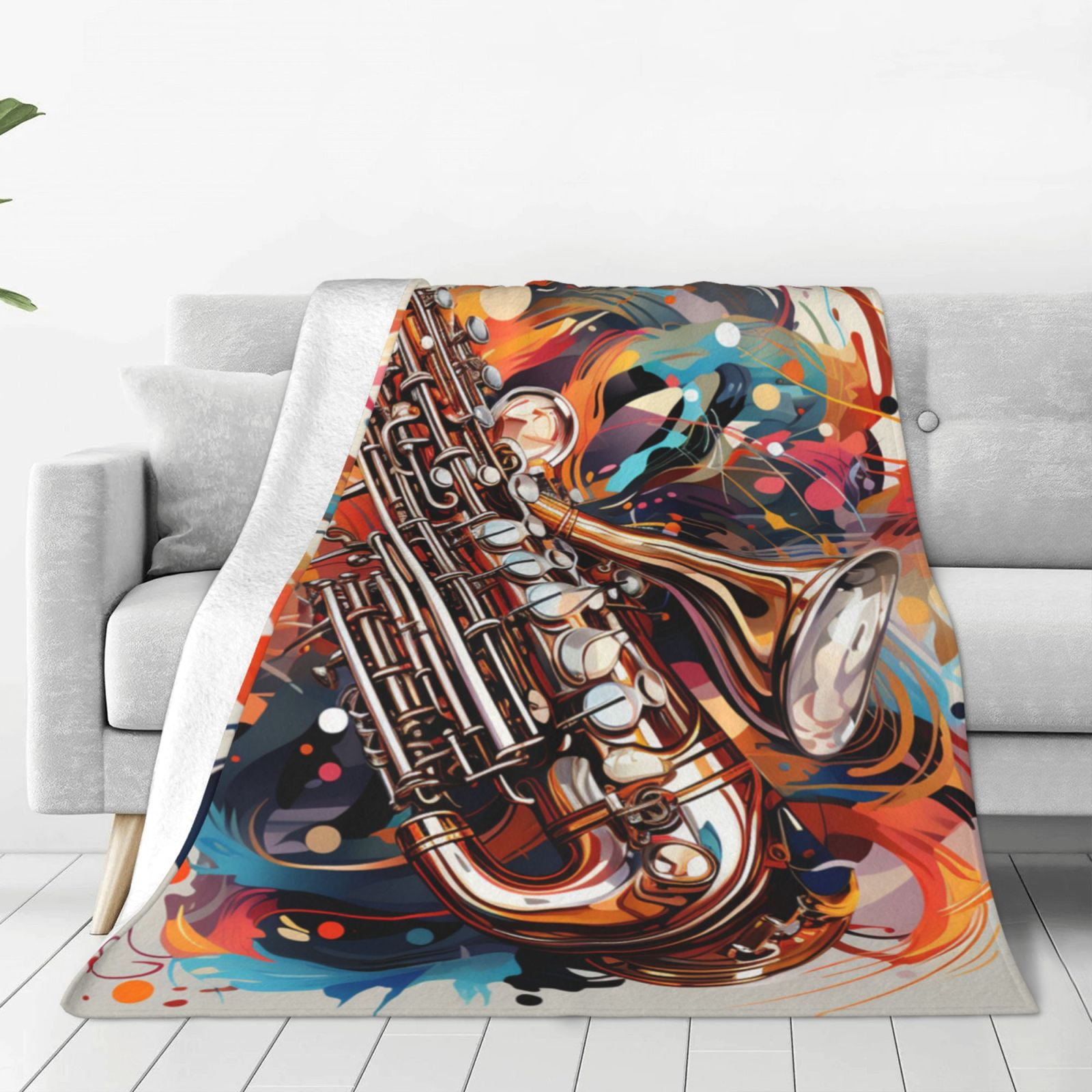 Clarinet Musical Instrument Cool Art Throw Blanket Decorative Soft Warm ...