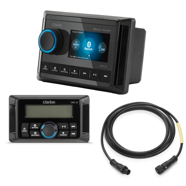 Clarion CMM-30 Marine Source Unit with Color LCD Display & CMR-20 Wired ...