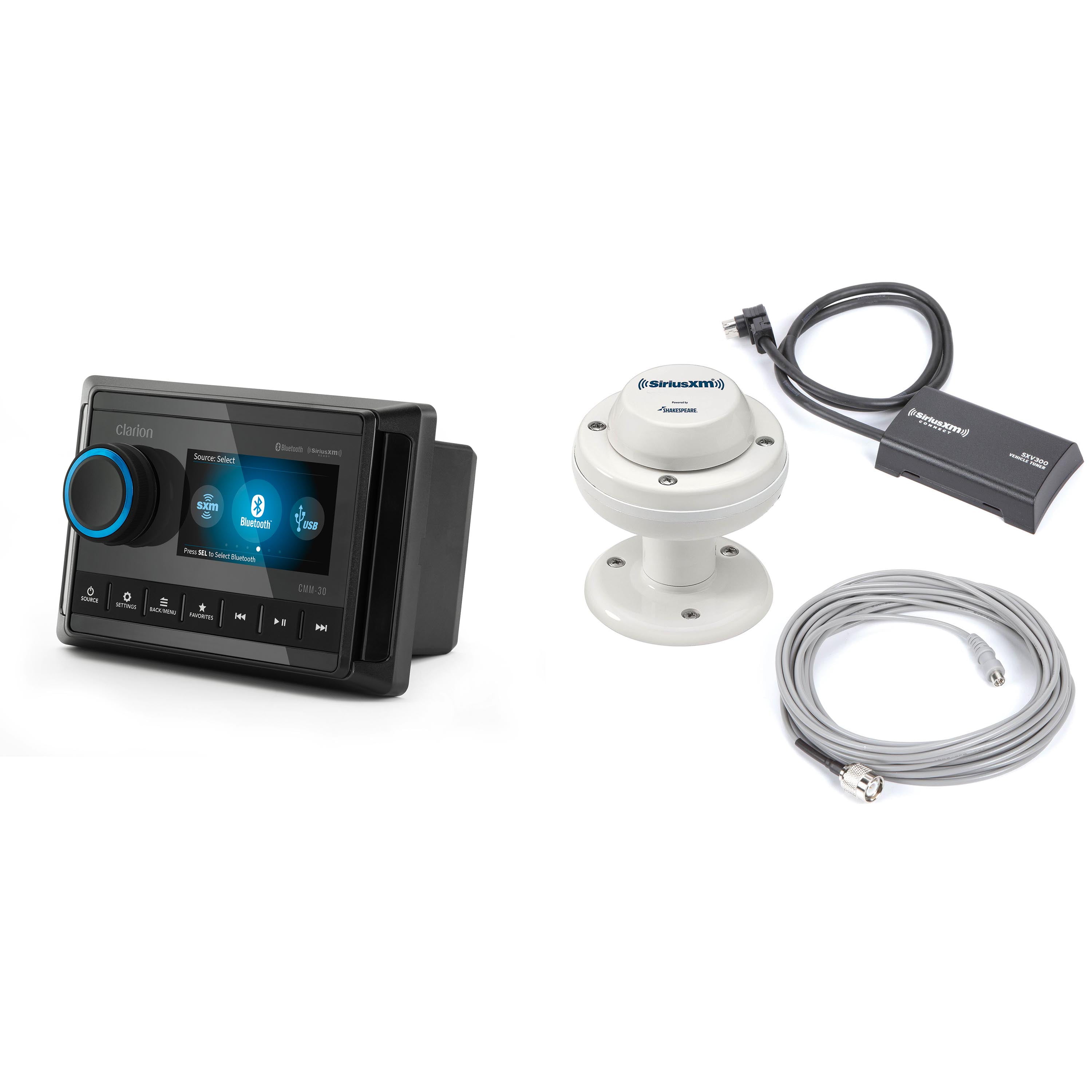 Clarion CMM-30 Marine Source Unit with Color LCD Display with XM ...