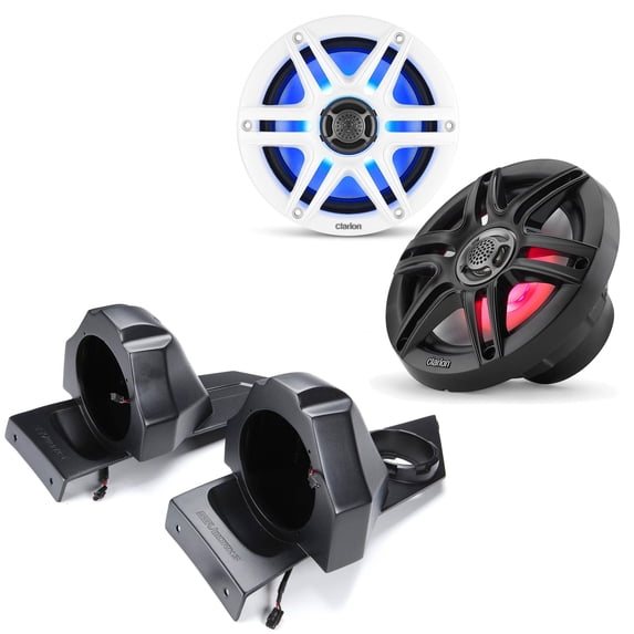 Clarion Marine 6.5-inch RGB LED Speakers and SSV Works SS-B65U Polaris ...